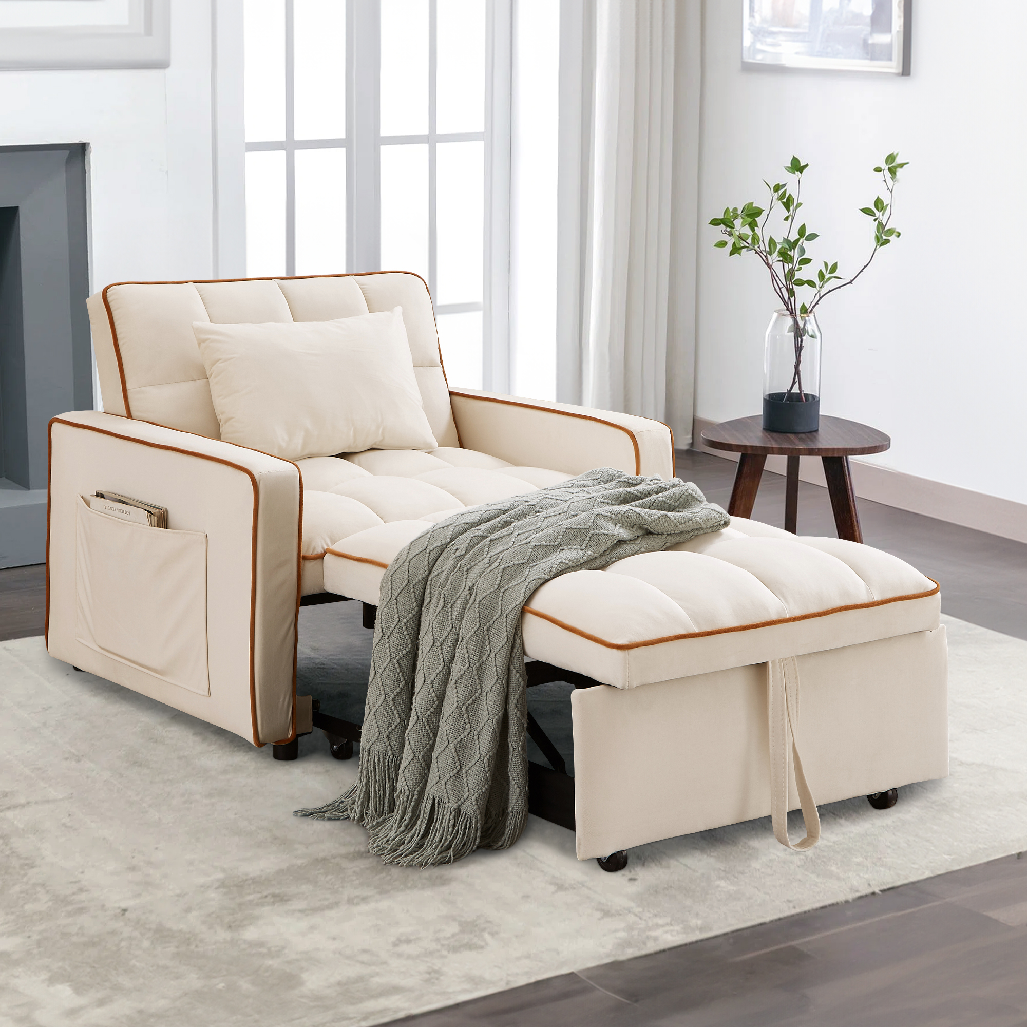 Dinosisco 3-in-1 Convertible Chair Bed, Sleeper Chair Lounge Chair ...