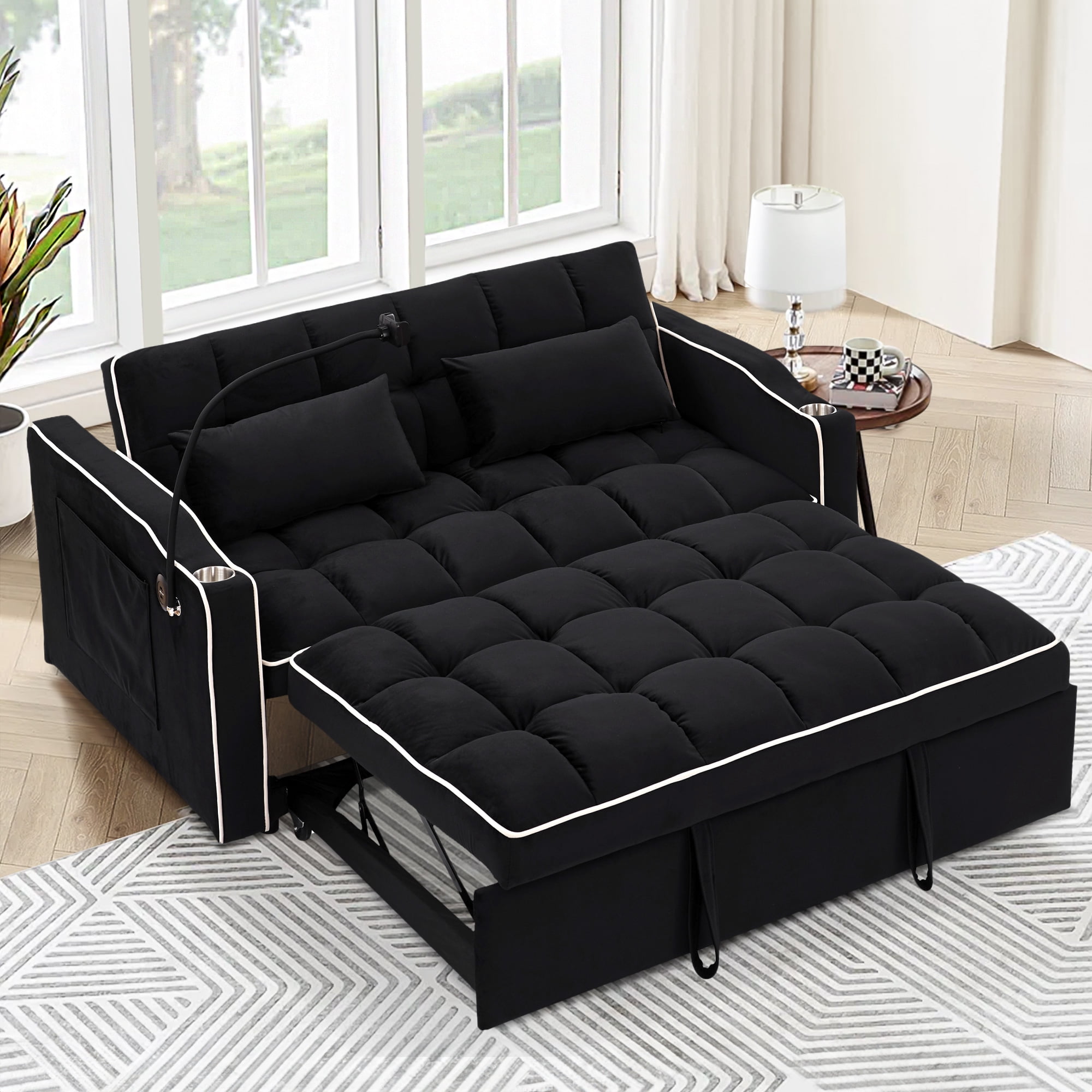 Dinosisco 3-in-1 Convertible Futon Sofa Bed, Loveseat Sleeper with ...