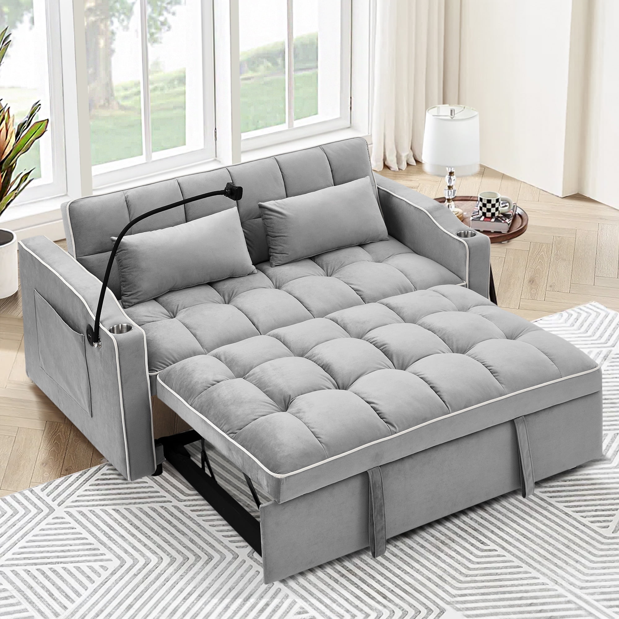 Dinosisco 3-in-1 Convertible Futon Sofa Bed, Loveseat Sleeper with ...