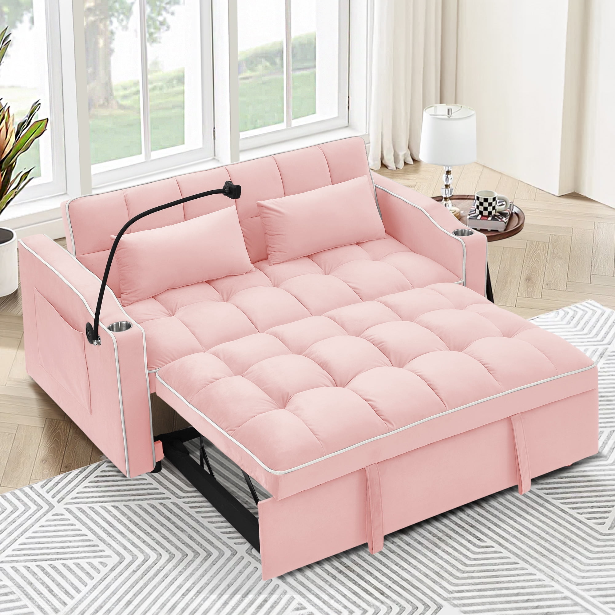 Dinosisco 3-in-1 Convertible Pull Out Sofa Bed, Loveseat Sleeper with ...
