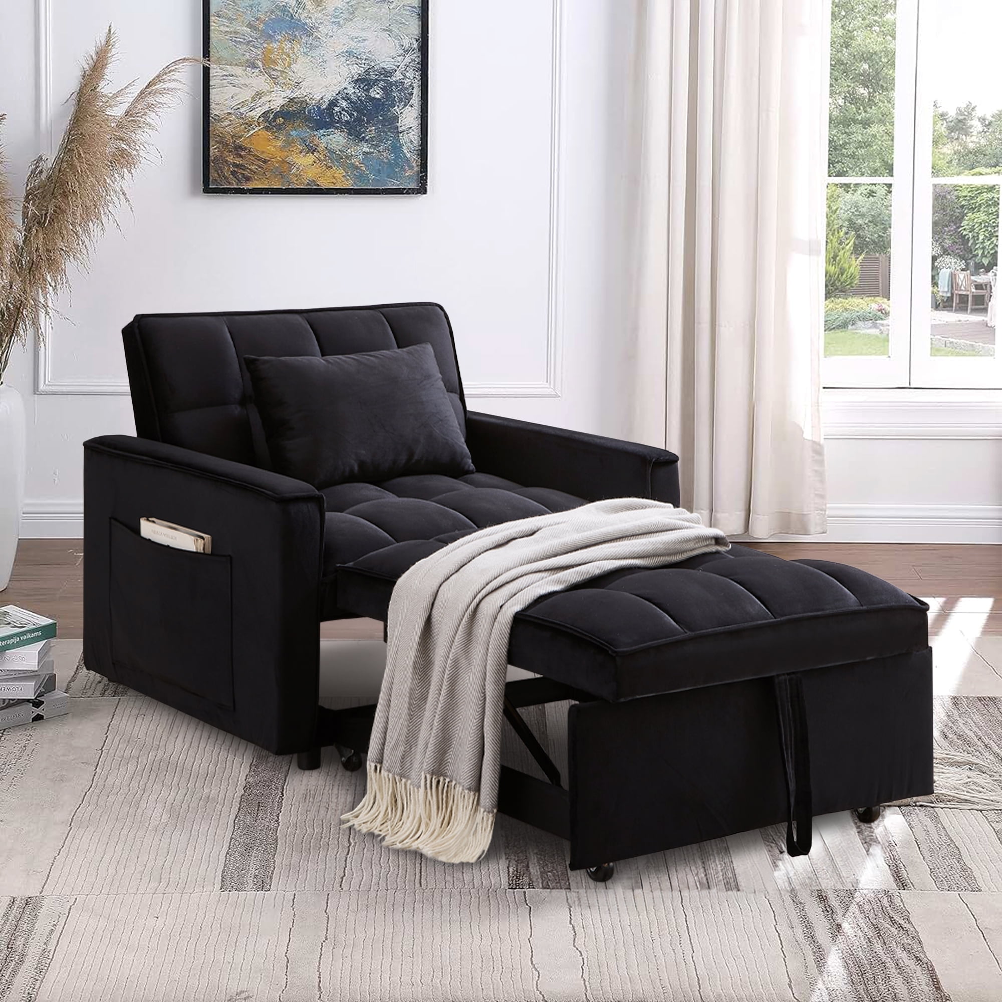 Lunale 3-in-1 Convertible Sleeper Sofa Chair Bed, Lounge Chair Indoor ...