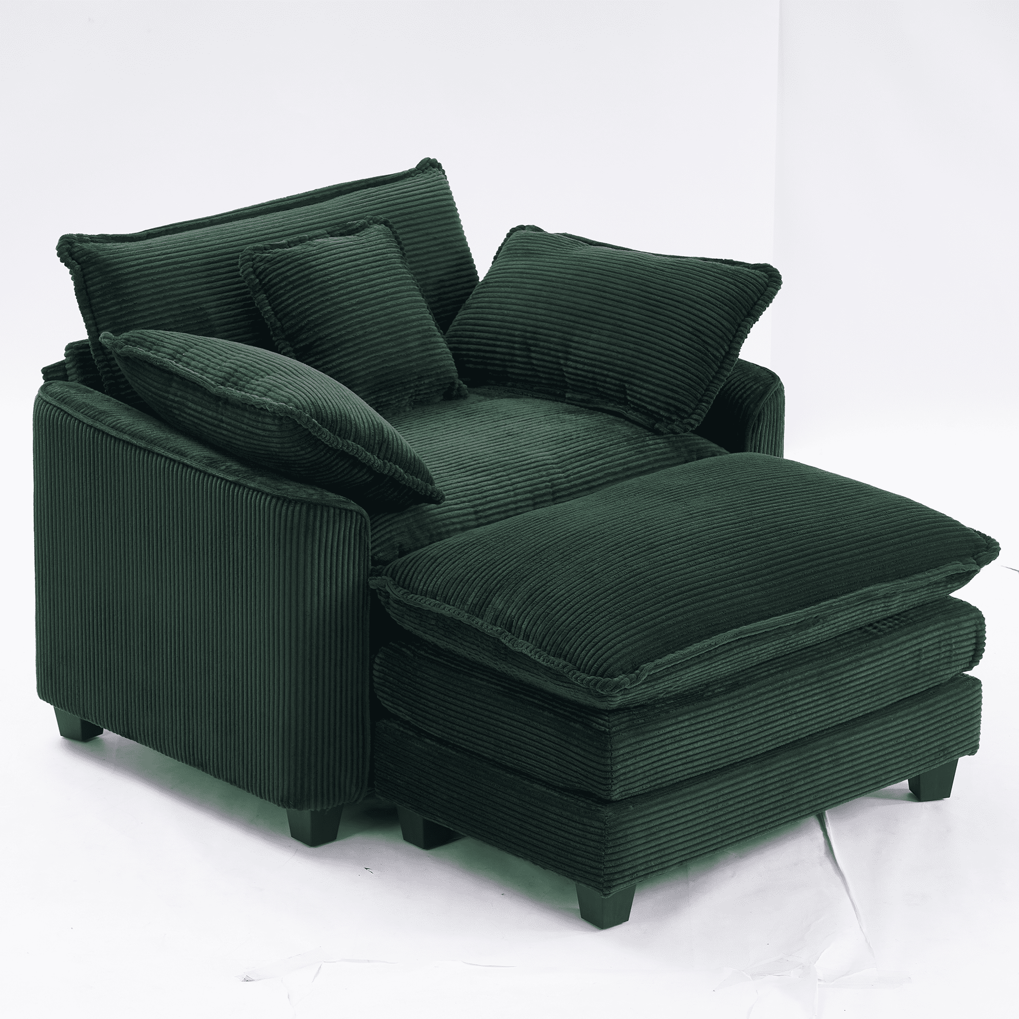 Dinosisco 46" Indoor Lounge Chair with Ottoman, Corduroy Cozy Accent ...