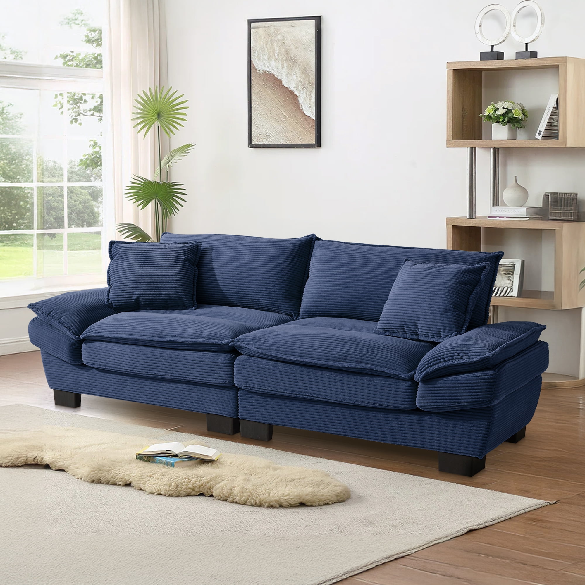 Free Shipping! Dinosisco 84L Deep Seat Corduroy Sleeper Sofa, Blue ...