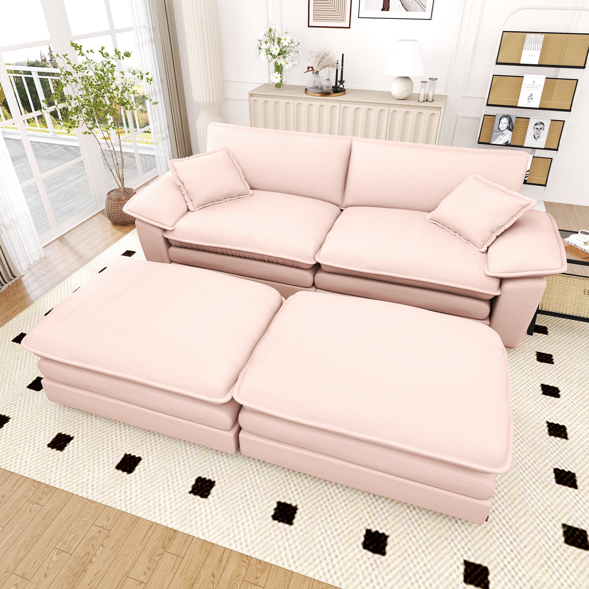 Dinosisco Modular Sectional Cloud Couch with 2 Reversible Ottoman ...