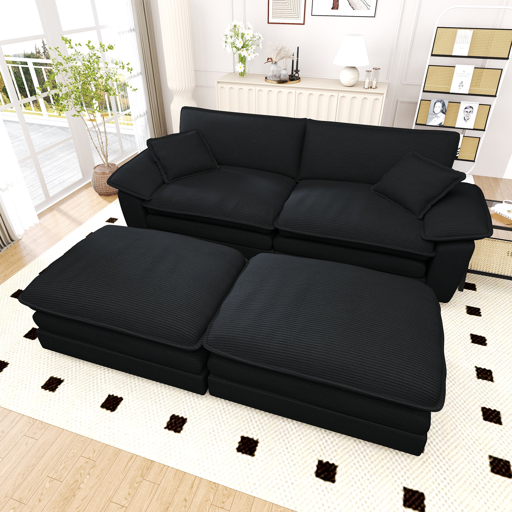 Dinosisco Modular Sectional Cloud Couch with 2 Reversible Ottoman ...