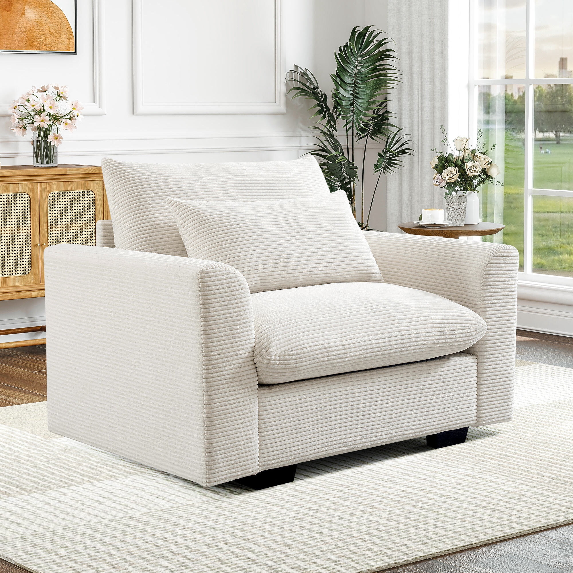 Muumblus Oversized Deep Seat Accent Chair, Cozy Corduroy Armchair for ...