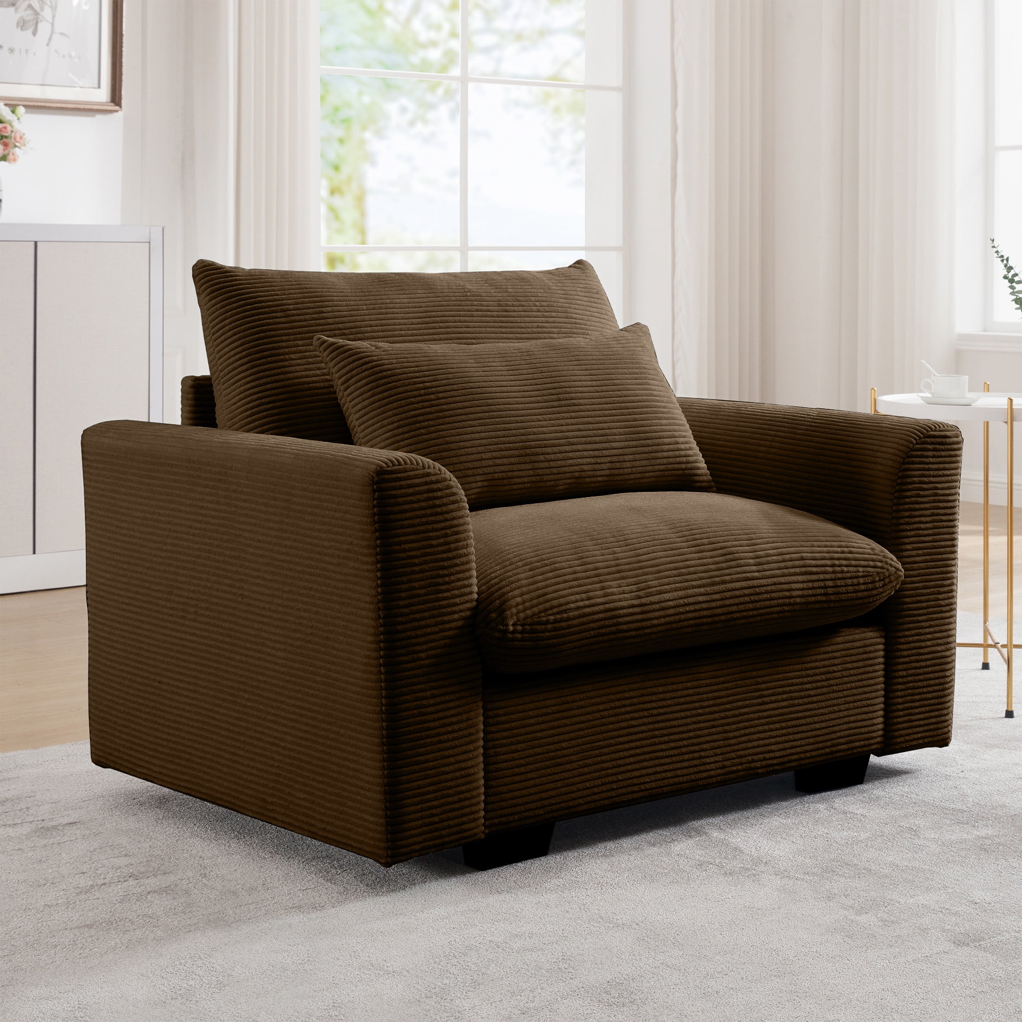 Dinosisco Oversized Deep Seat Accent Chair, Cozy Corduroy Armchair for ...