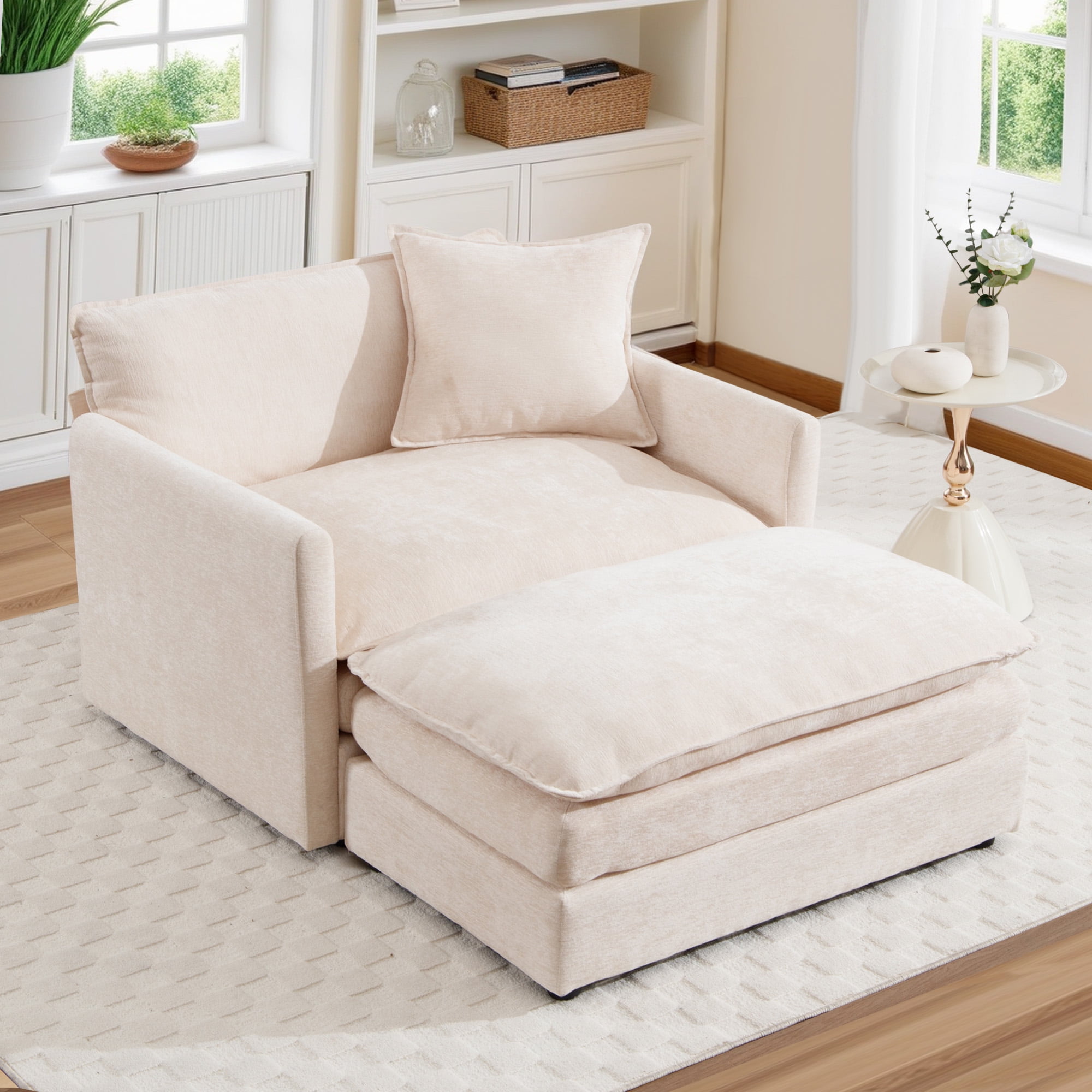 Dinosisco Oversized Lounge Chair with Ottoman, Cloud Accent Armchair ...