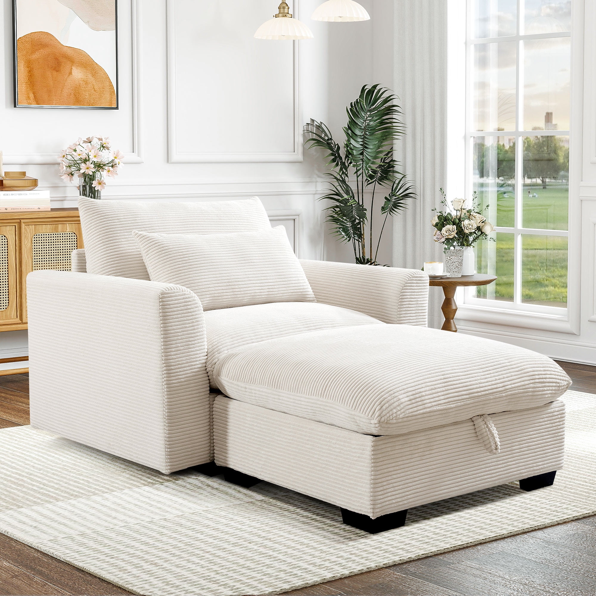 Dinosisco Oversized Lounge Chair with Storage Ottoman, Cozy Accent ...