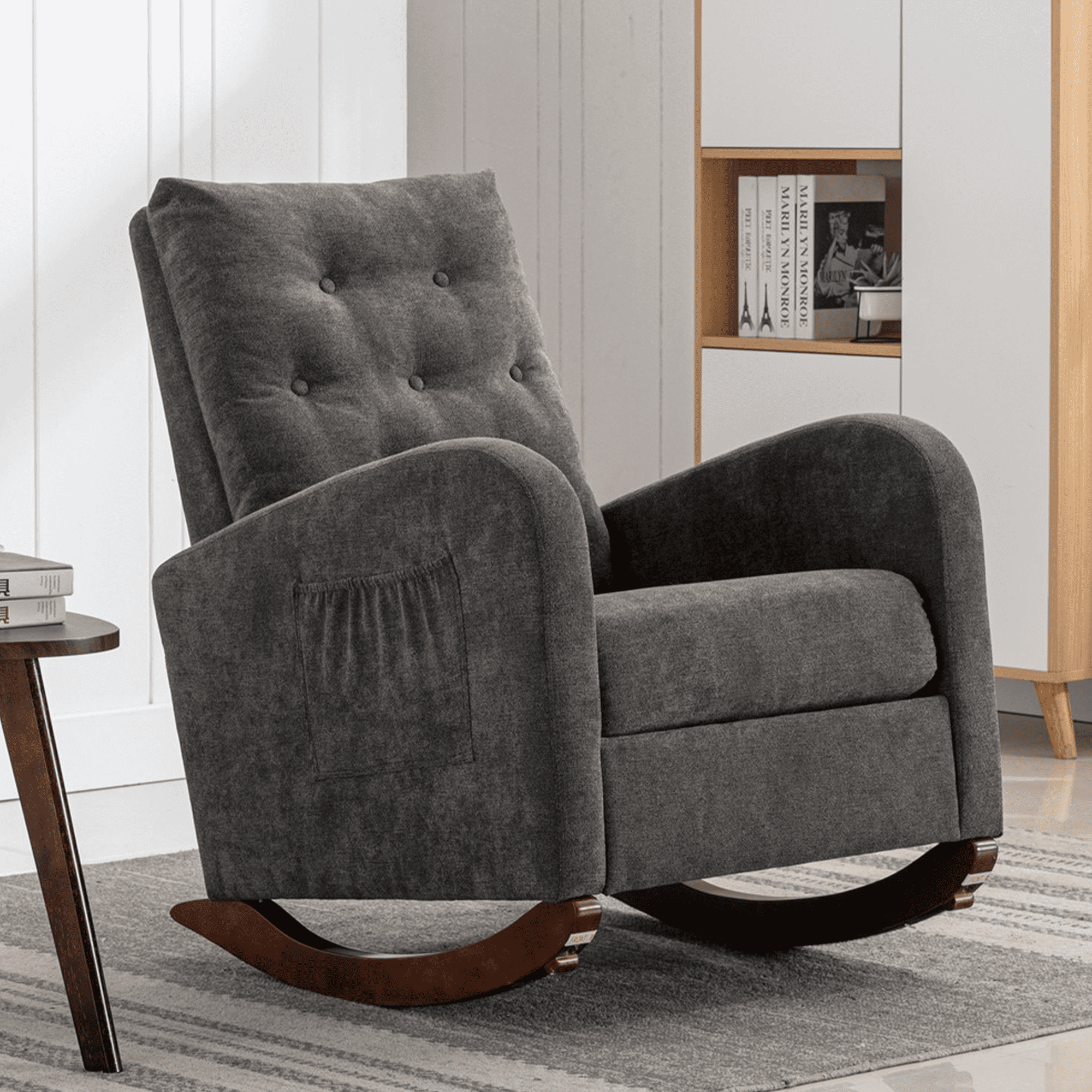 Lunale Rocking Chair for Nursery, Tufted Nursery Glider Rocker for ...