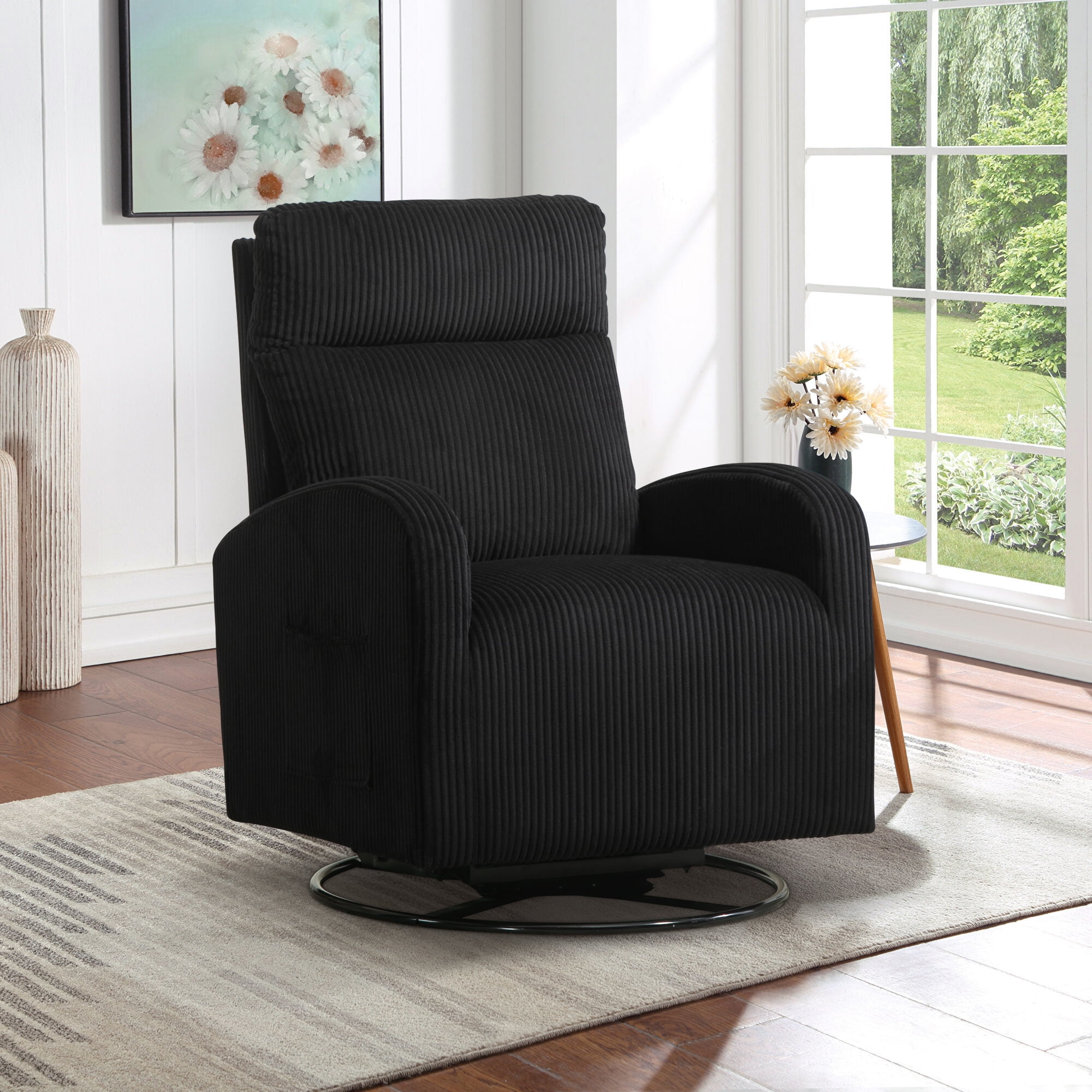 Dinosisco Swivel Glider Rocker for Nursery, Corduroy High Back Rocking ...