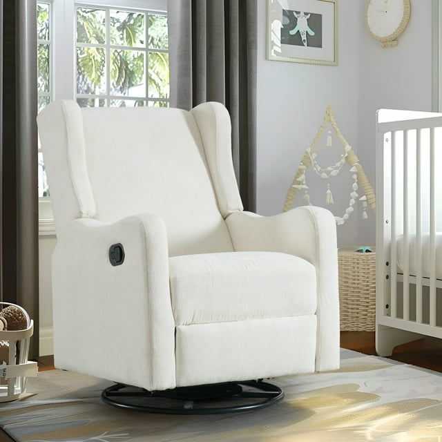 Dinosisco Swivel Glider Rocking Chair, Wingback Upholstered Rocker ...