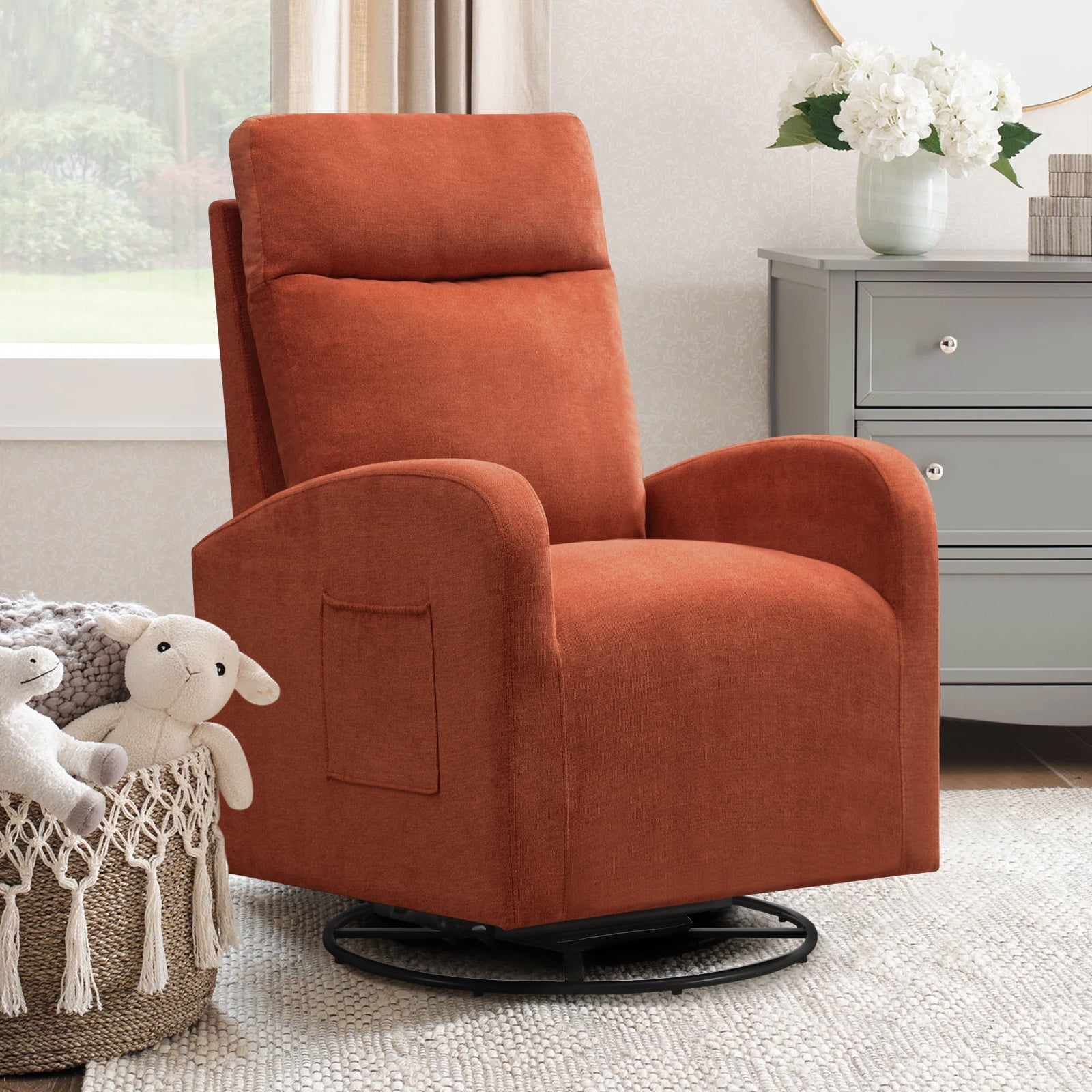 Dinosisco Velvet Glider Rocking Chair for Living Room, High Back ...