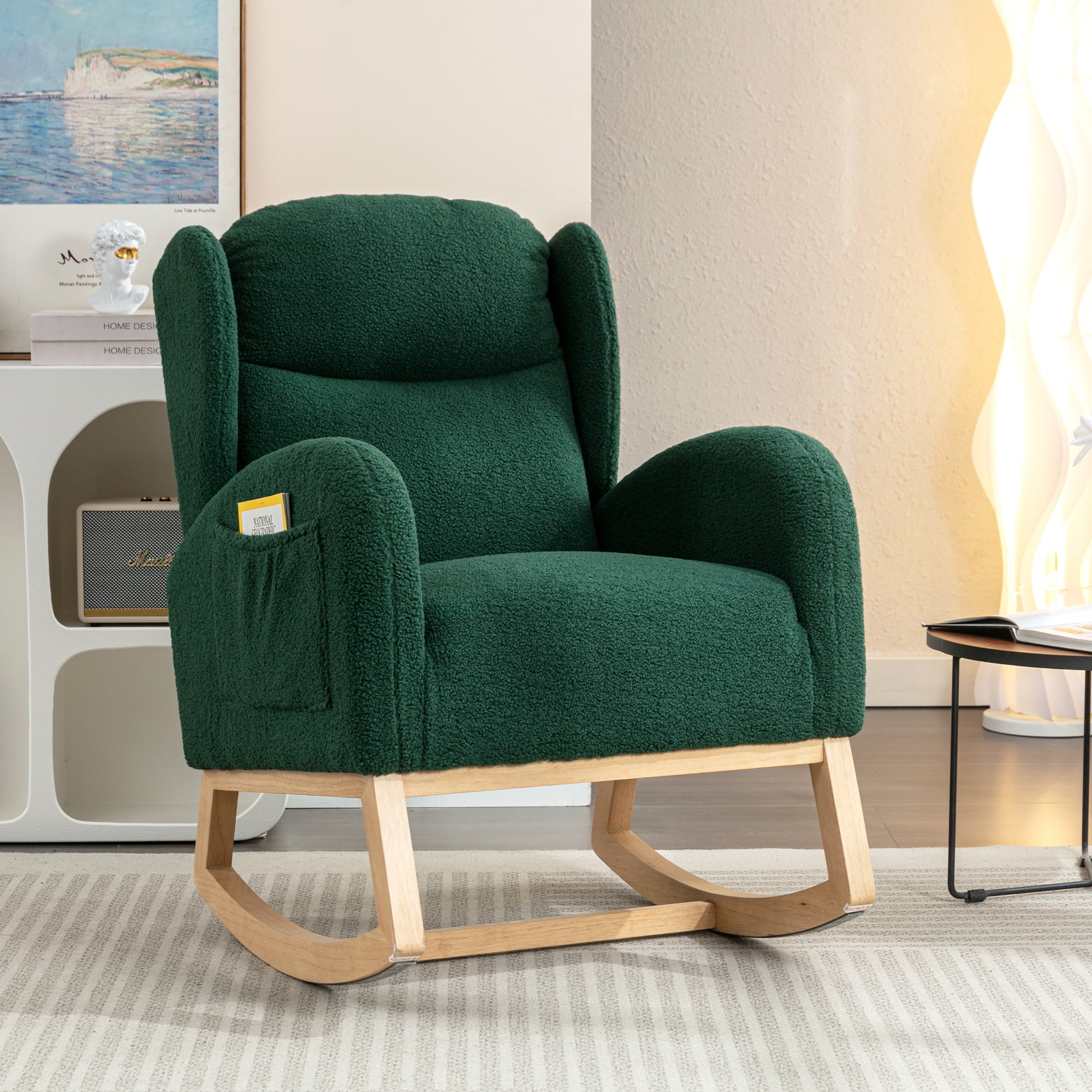 Dinosisco Wingback Glider Rocking Chair, Accent Rocker Armchair for ...
