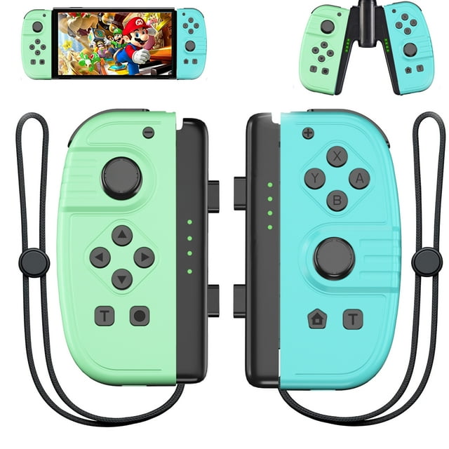 Dinosoo Joy Pads (L/R) for Nintendo Switch Controller - Green/Blue Game ...