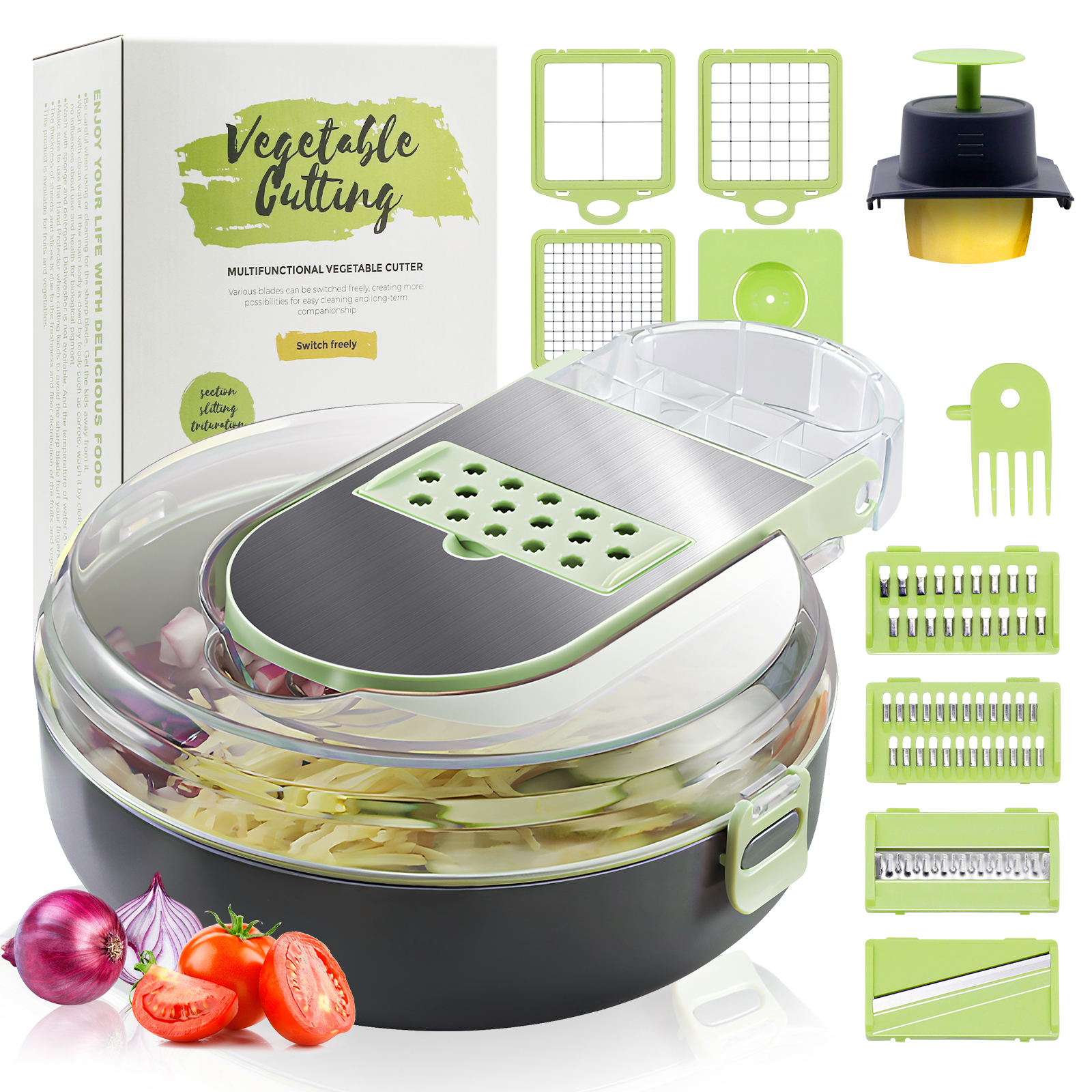 MegaChef 8-in-1 Multi-Use Slicer Dicer and Chopper with Interchangeable ...