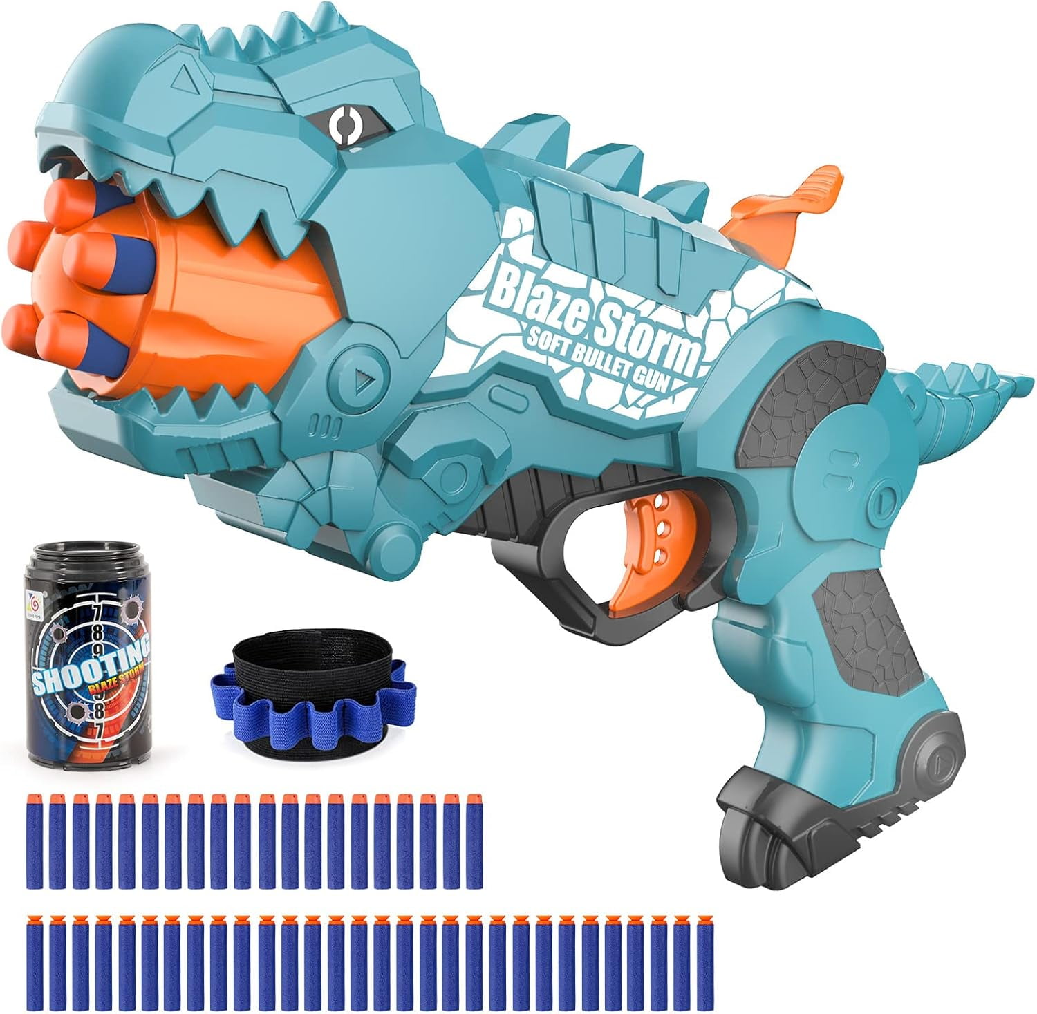 Dinosquad Dinosaur Blasters Toy for Toddlers, 50 Soft Foam Bullets & 5 ...