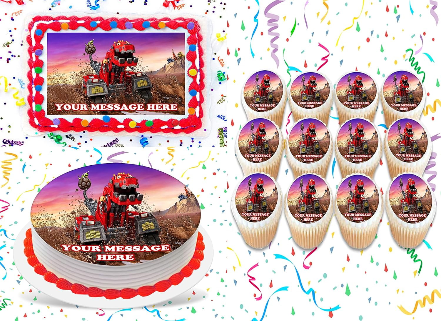 Dinotrux Cake Topper Edible Image Cupcakes Frosting Sugar Sheet (8 ...