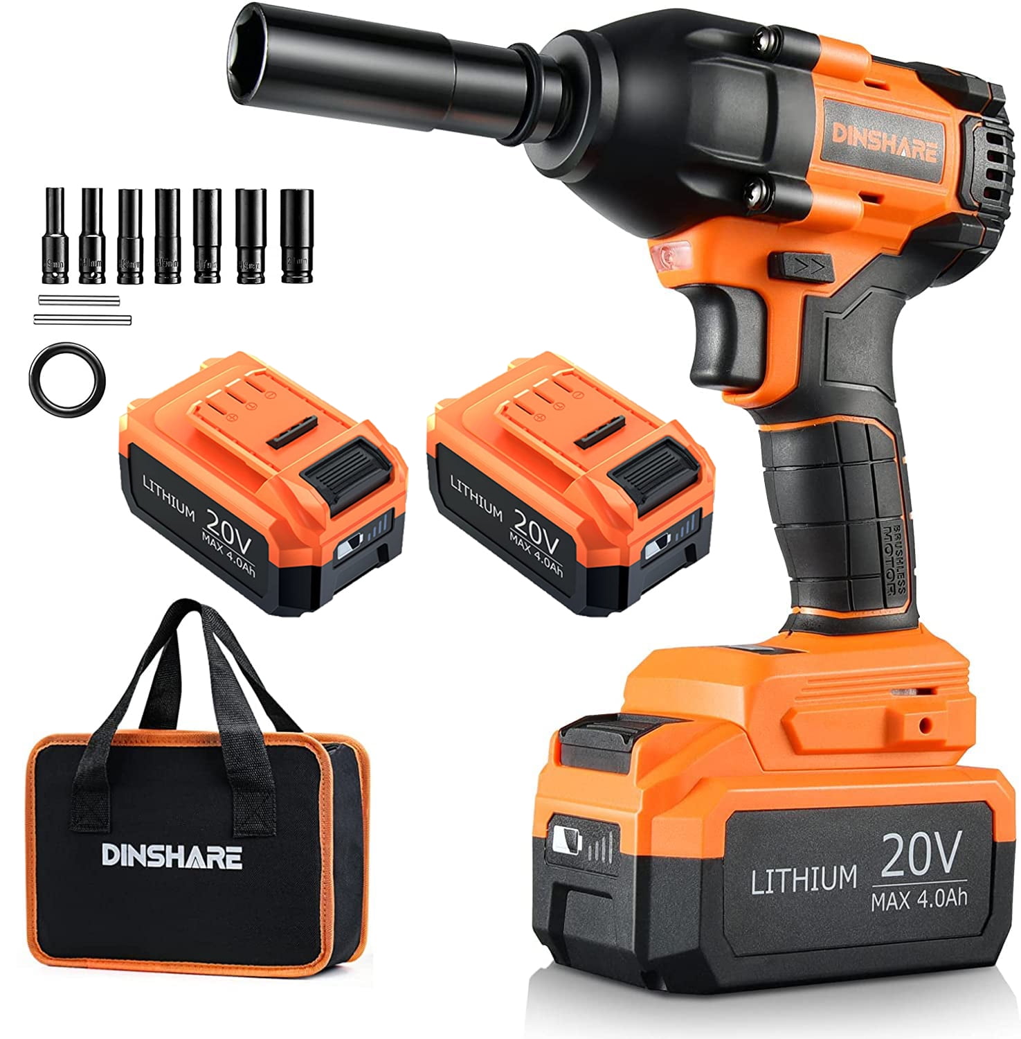 Dinshare electric impact wrench 20v maximum torque 700N·m 4.0Ah with ...