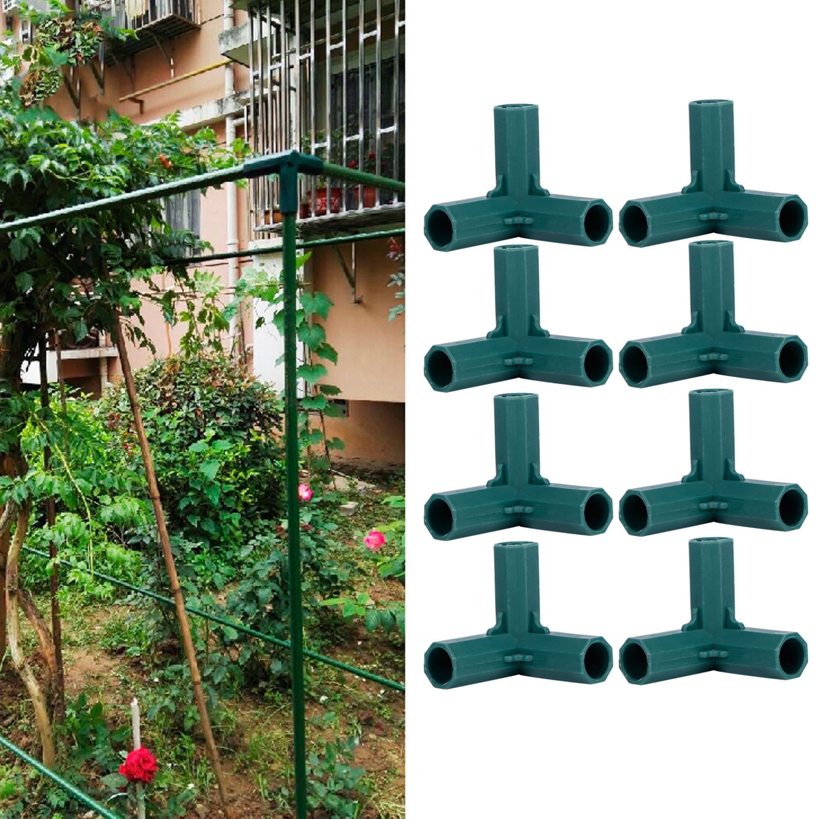 Dioche 8Pcs 3-Way Plant Support Connectors Plastic Garden Climbing ...