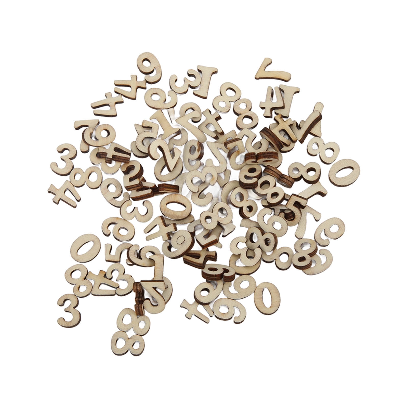 Dioche Wooden Numbers 0-9,100Pcs Wooden Numbers Natural No Burr Safe ...