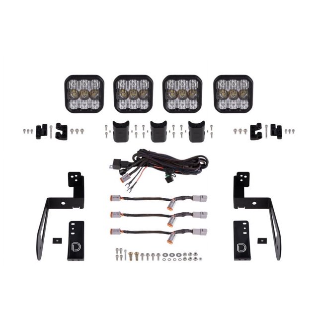 Diode Dynamics Jeep JK SS5 4-Pod CrossLink Grille Lightbar Kit Pro ...