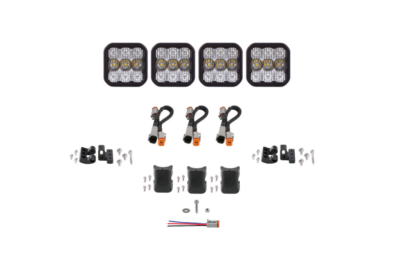 Diode Dynamics SS5 Pro Universal CrossLink 4-Pod Lightbar - White Combo ...