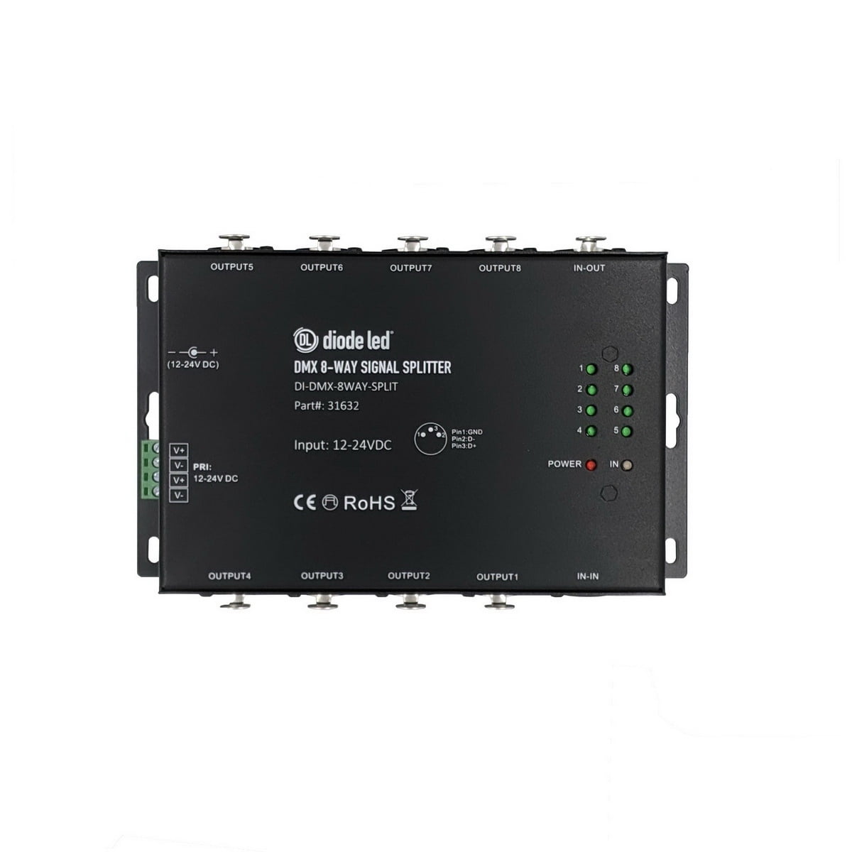 Diode LED DI-DMX-8WAY-SPLIT DMX 8-Way Splitter - Walmart.com