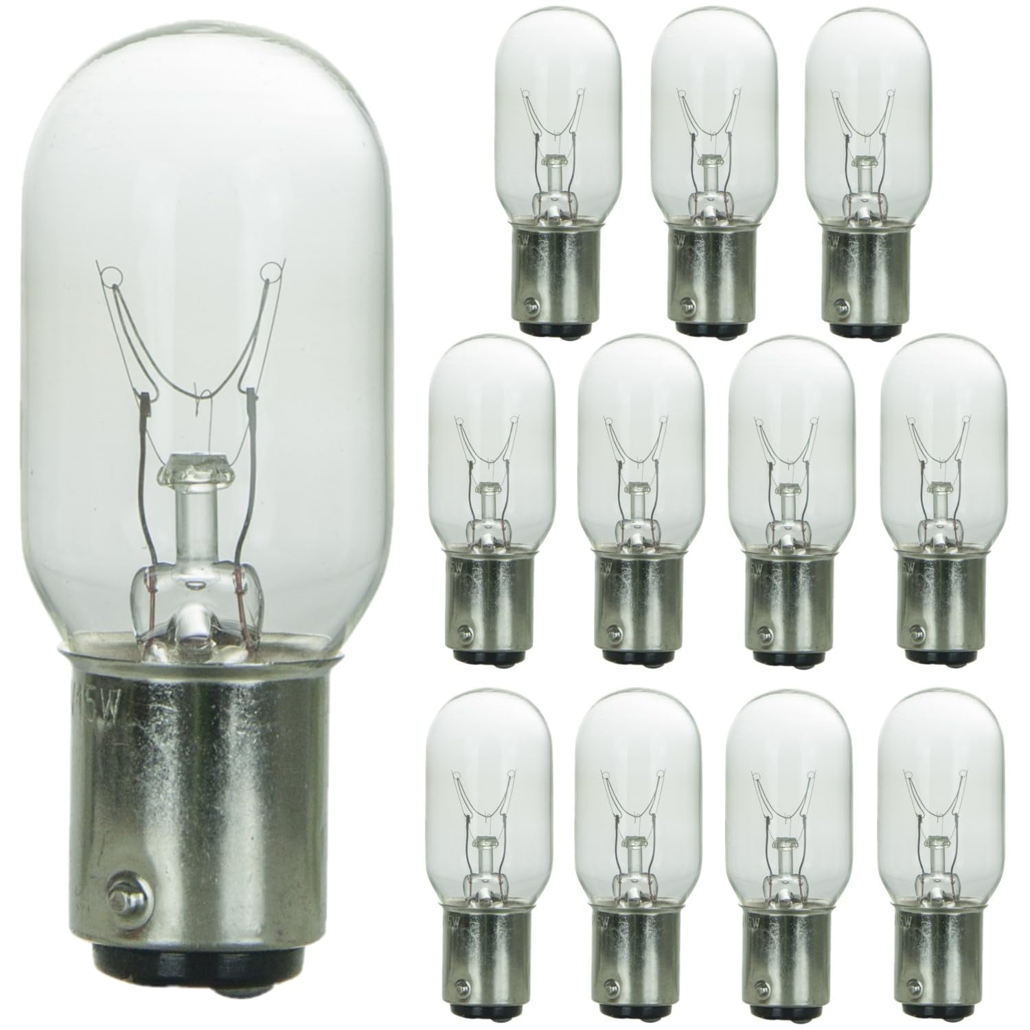Diodesy- Pack of 12 15T7/CL/DC Incandescent Tubular Light Bulbs, Clear ...
