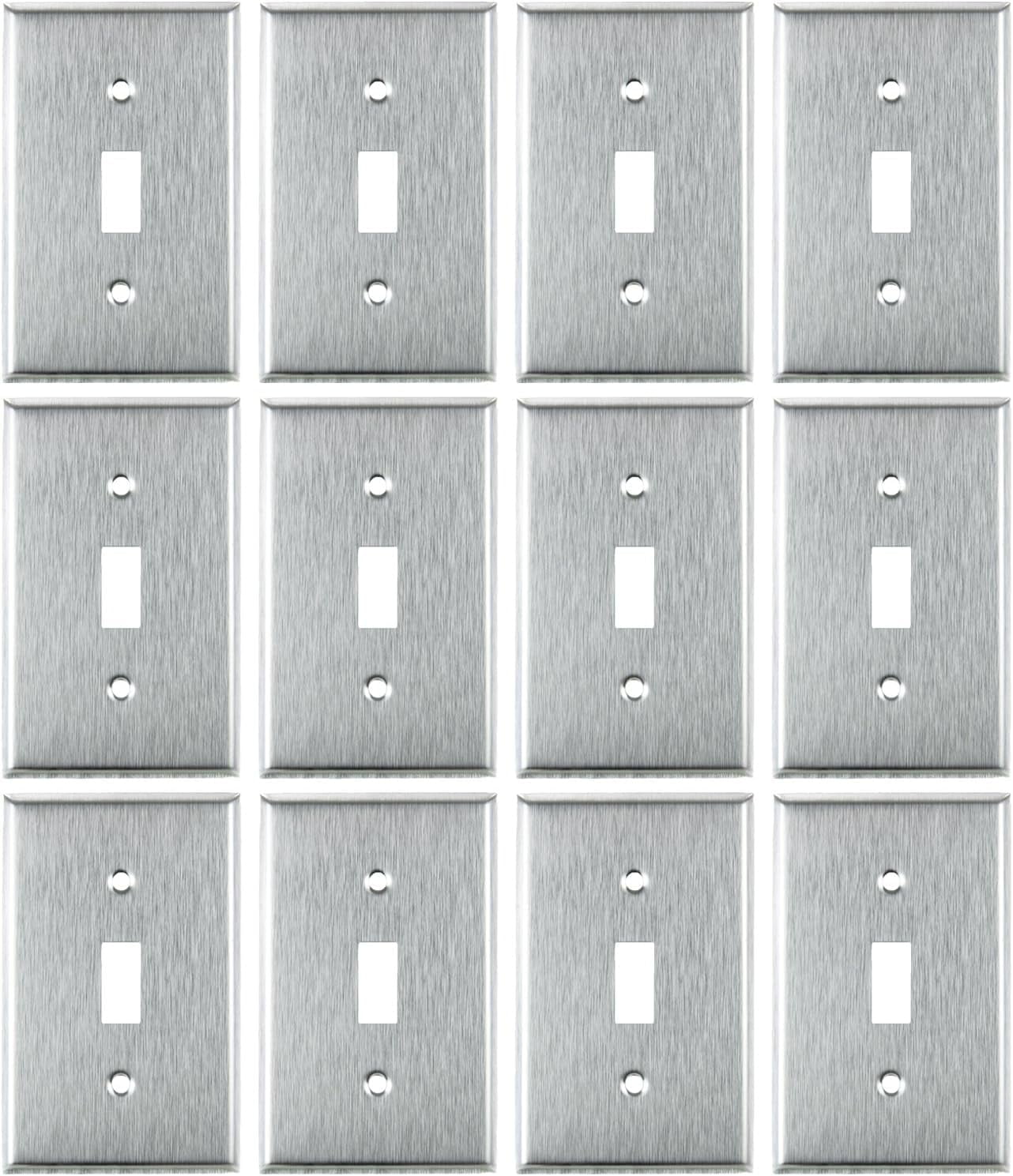 Diodesy- Pack of 12 E101/S 1 Gang Toggle Switch Wall Plate, Steel ...