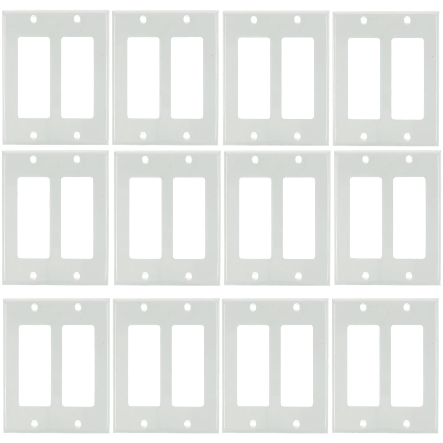 Diodesy- Pack of 12 E302W 2 Gang Decorator Rocker Switch Wall Plate ...