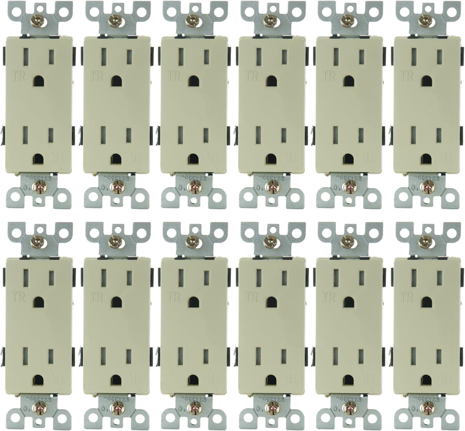 Diodesy- Pack of 12 E558 Decorator Duplex Wall Receptacle Outlet ...