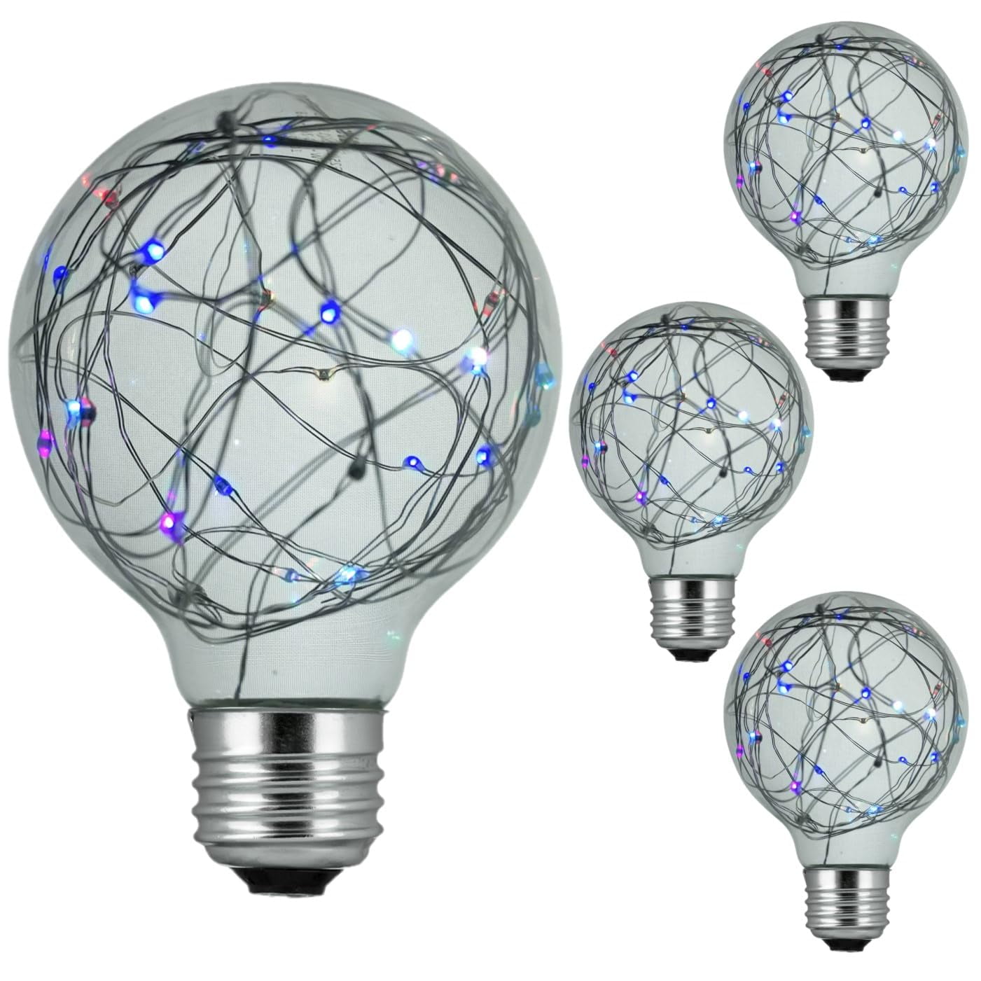 Diodesy- Pack of 4 G25/LED/DX/1.5W/RGB G25 LED Globe Fairy Light Bulb, Starry Decorative String ...