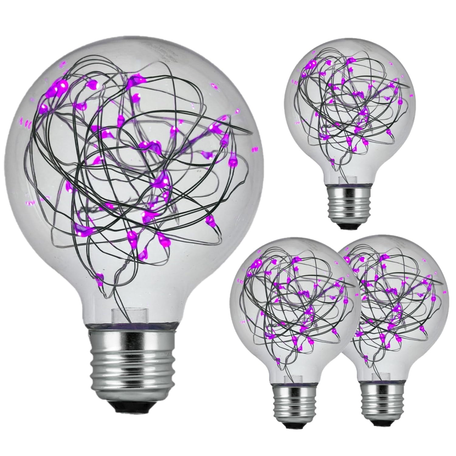 Diodesy- Pack of 4 G30/LED/DX/1.5W/P G30 Purple Globe Light Bulbs, LED Christmas Replacement ...