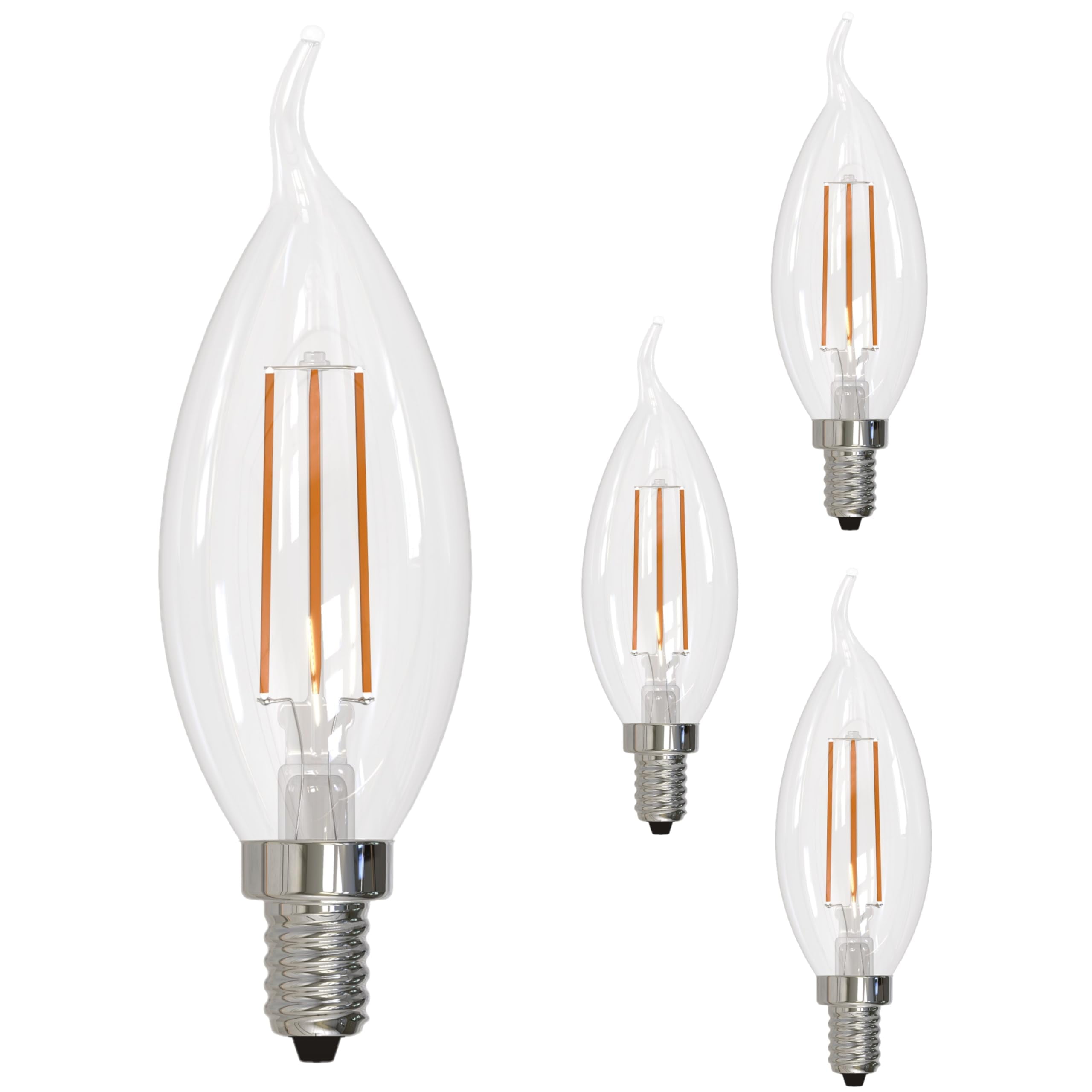 Diodesy- Pack of 4 LED5CA10/27K/FIL/4/JA8 LED Flame Tip Chandelier ...