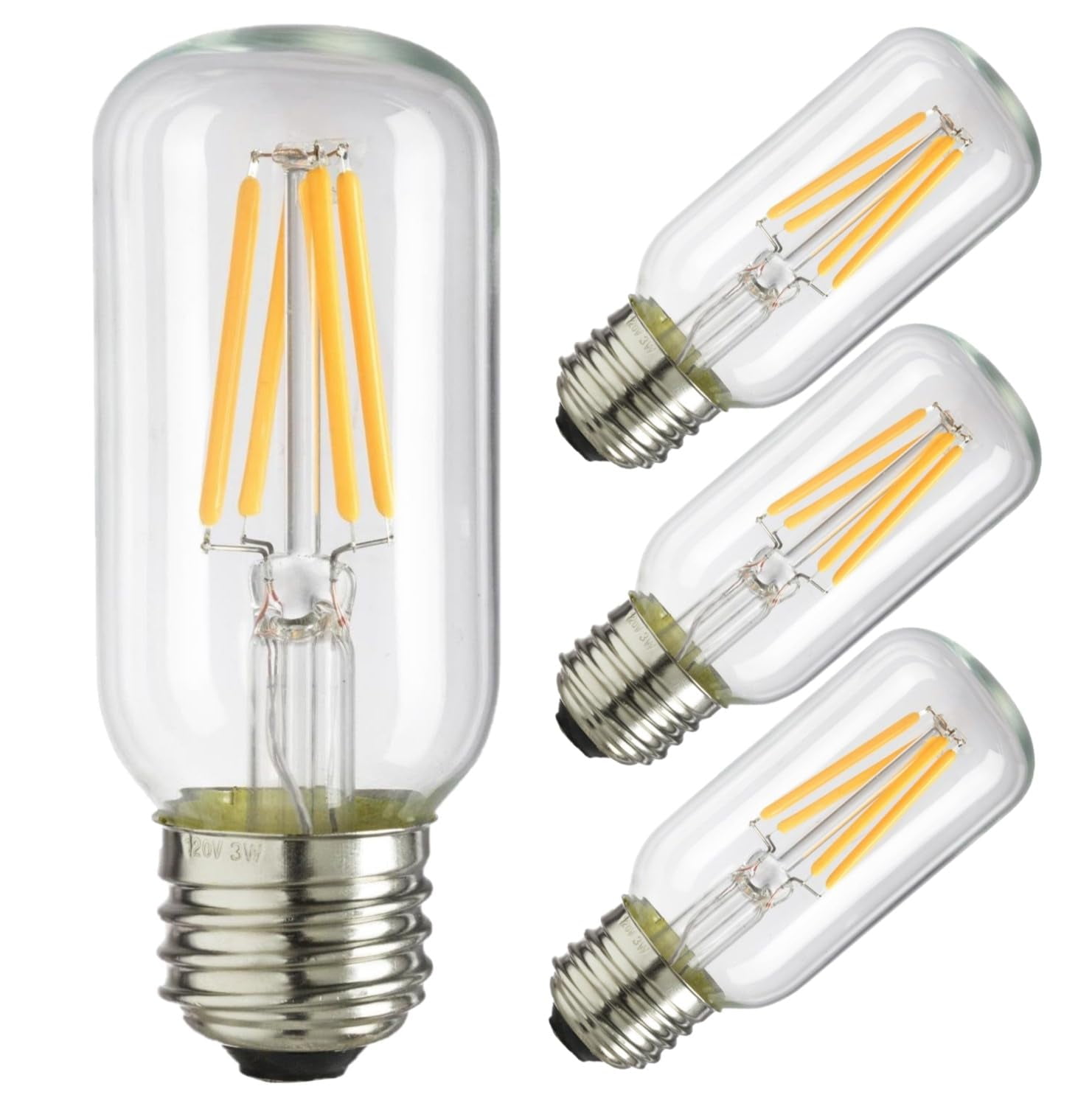 Diodesy- Pack of 4 T12/LED/FS/3W/E26/D/CL/27K/100MM LED Tubular Light ...