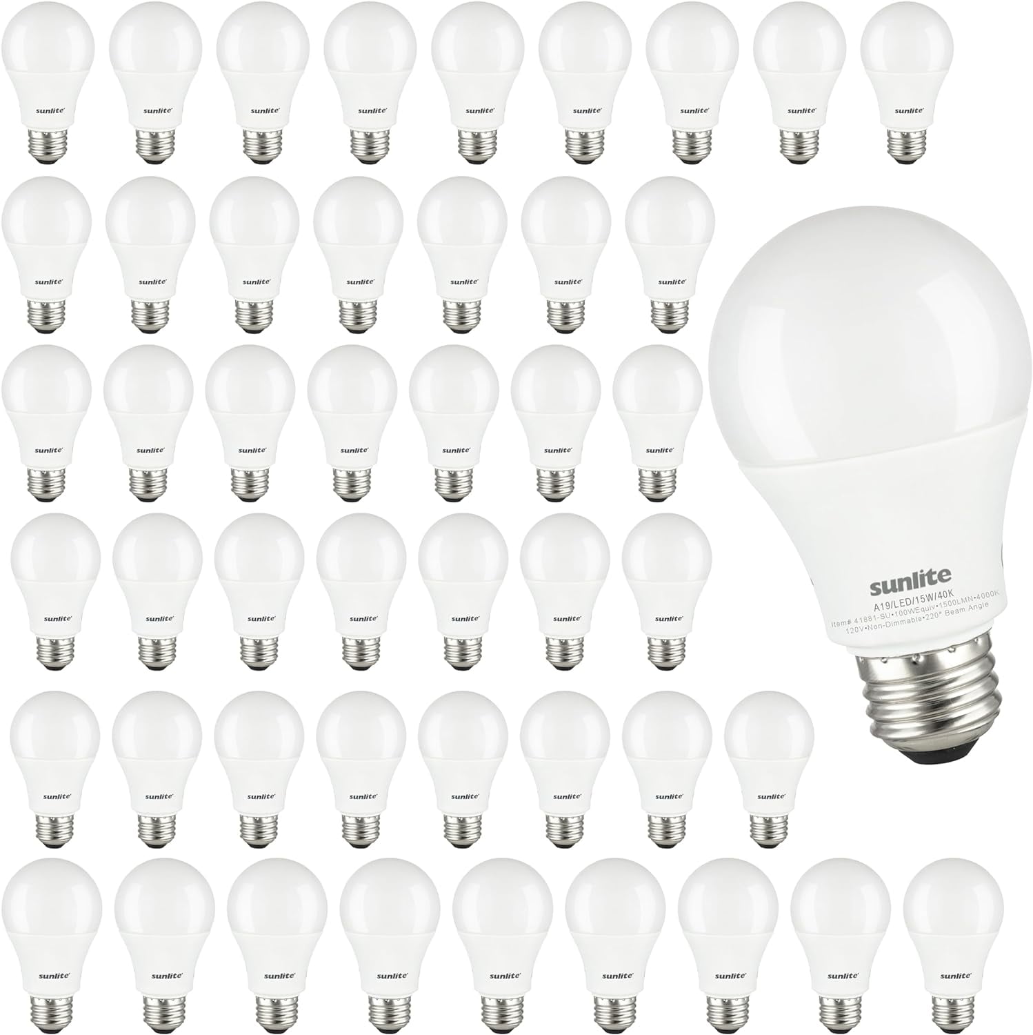 Diodesy- Pack of 48 A19/LED/15W/40K/48PK A19 LED Light Bulb for Bed and ...
