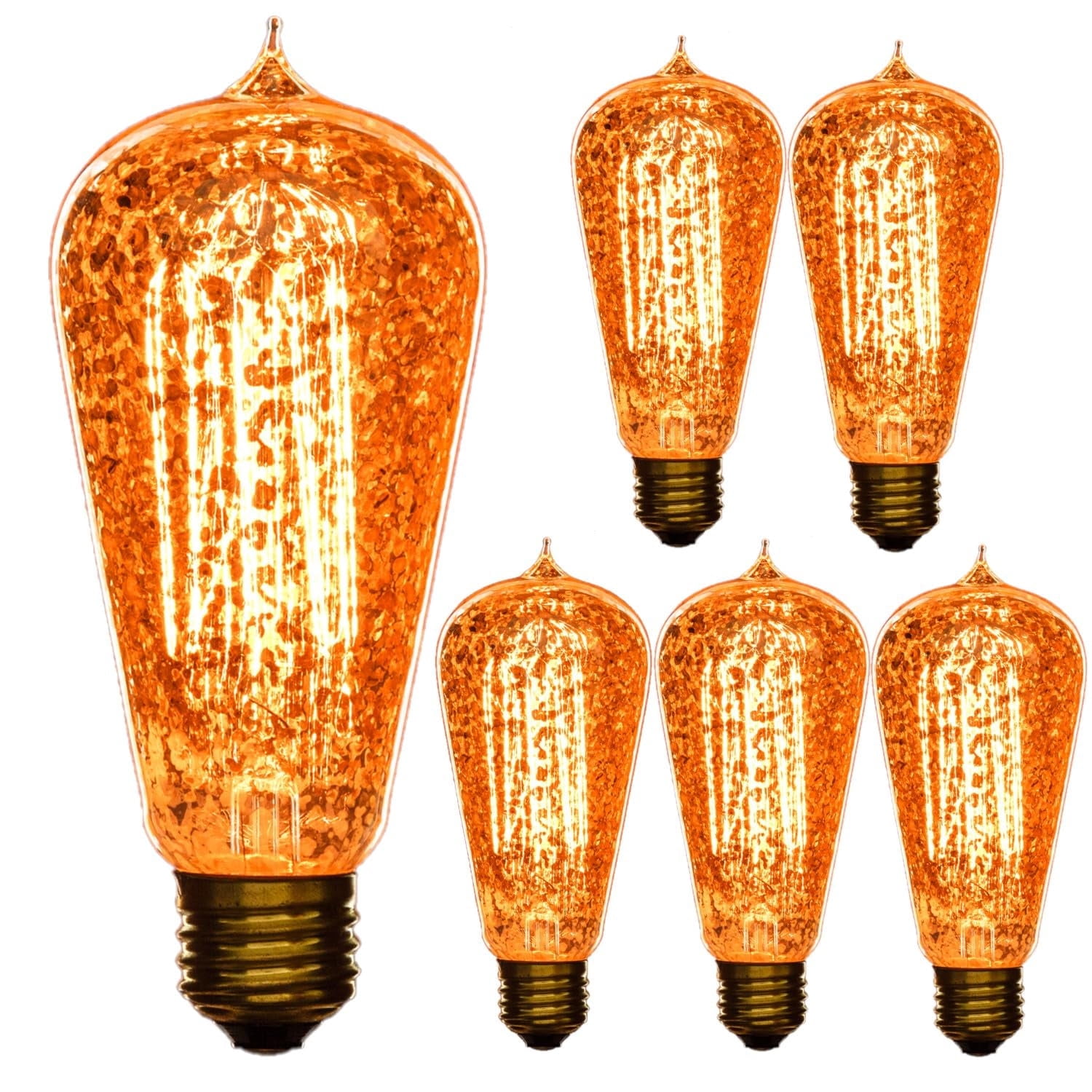 Diodesy- Pack of 6 40S19/AQ/T/GF Edison Light Bulbs, Vintage Antique ...