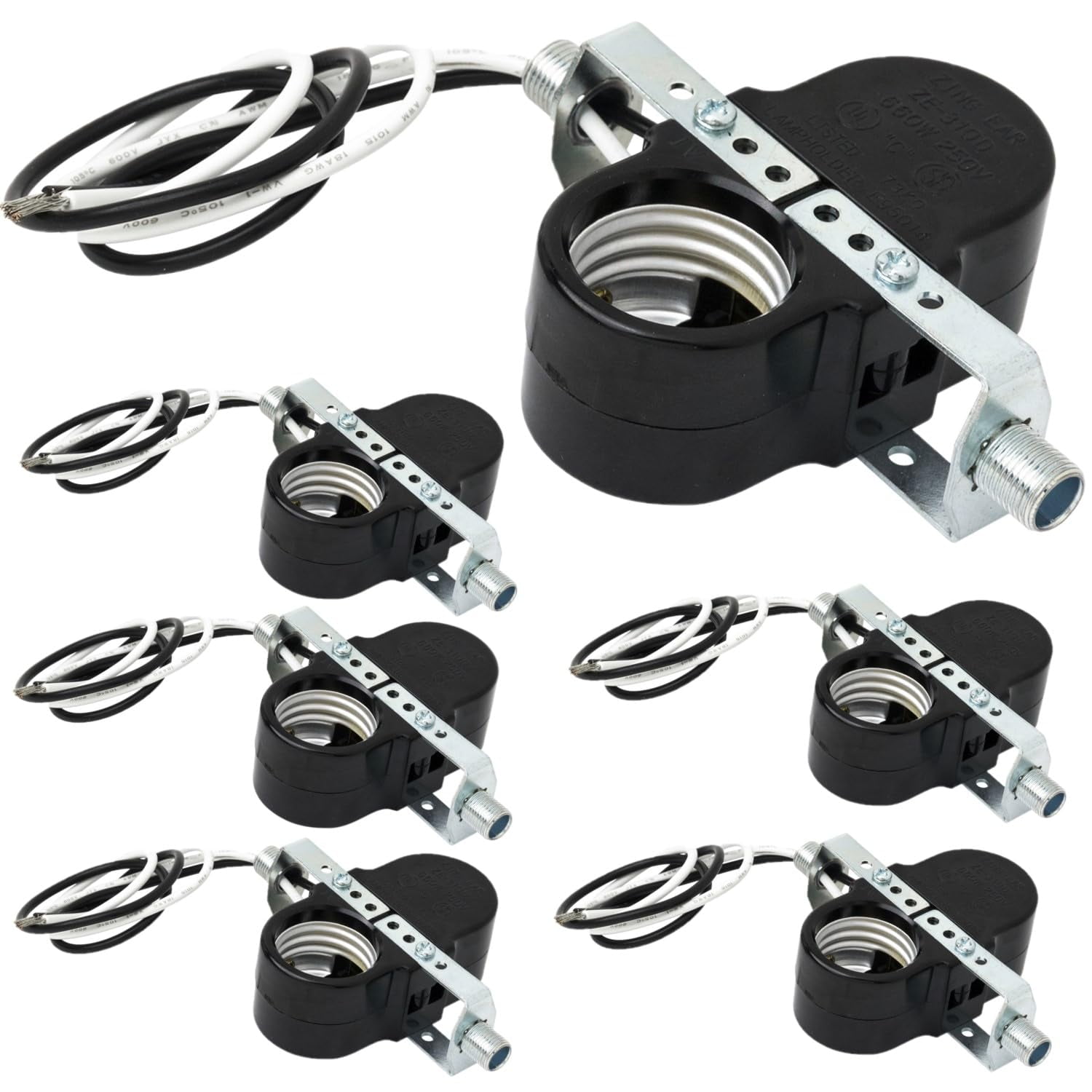 Diodesy- Pack of 6 DOUBLE Double Light Fixture, 2-Light Bulb Socket ...