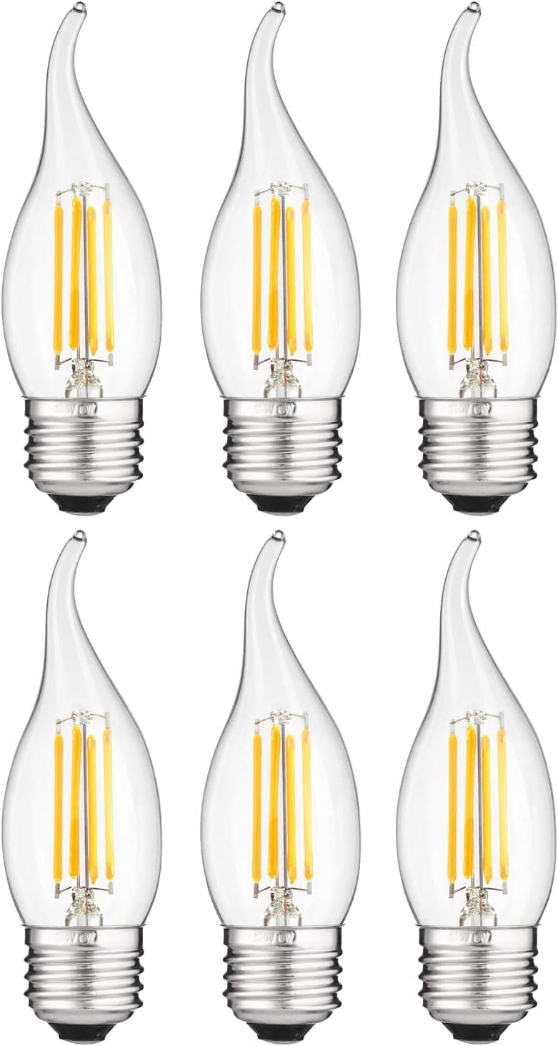 Diodesy- Pack of 6 EFC/LED/FS/4W/E26/D/E/CL/27K E26 LED Chandelier ...