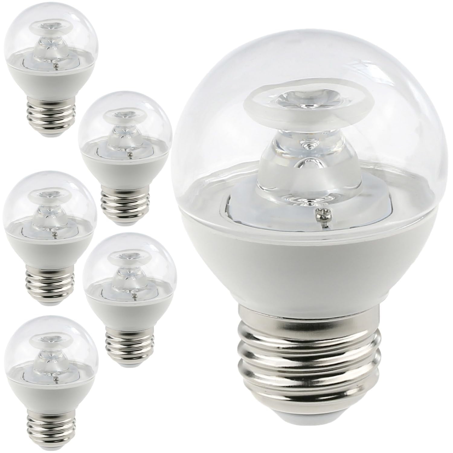 Diodesy- Pack of 6 G16/LED/7W/CL/40K/6PK G16 Dimmable Clear Globe Light Bulb, E26 Medium Base, 7 ...