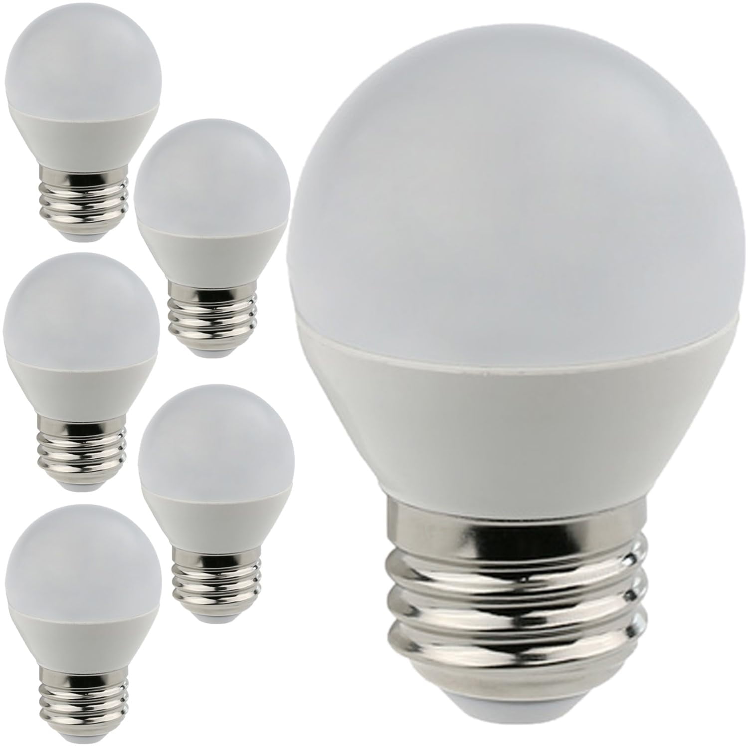 Diodesy- Pack of 6 G16/LED/7W/FR/40K/6PK G16 LED Frosted Globe Light Bulb, E26 Medium Base, 7W ...