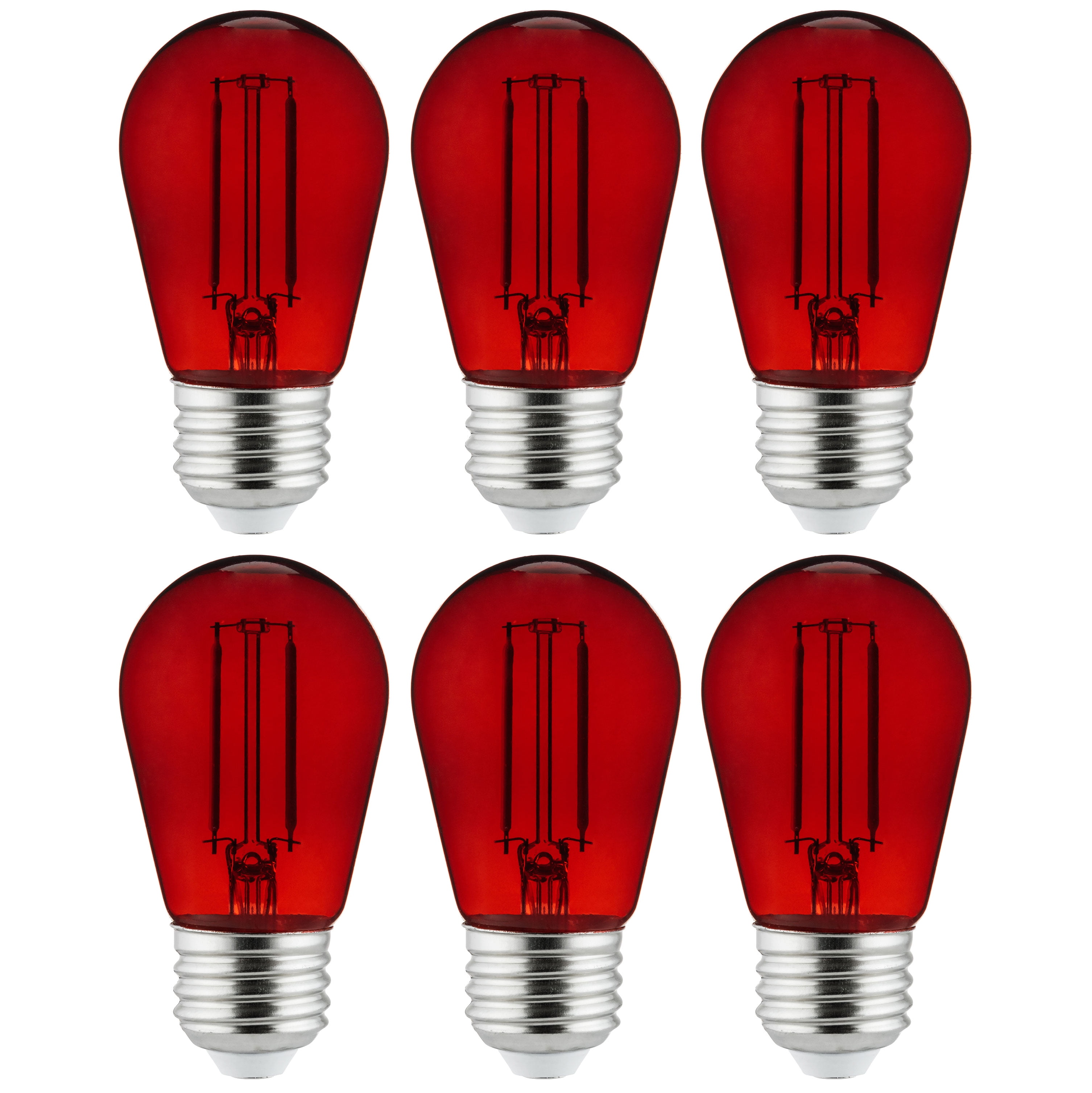 Diodesy- Pack of 6 S14/LED/FS/2W/TR/6PK S14 LED String Red Light Bulb ...