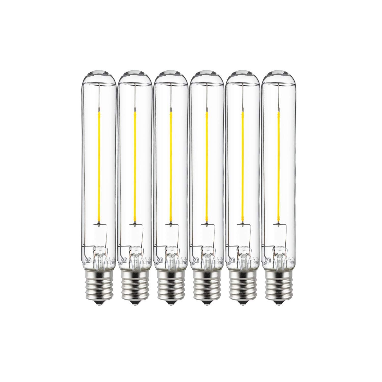 Diodesy- Pack of 6 T6.5/LED/FS/2W/CL/E17/27K/139MM/6PK LED T6.5 Tubular Filament Bulb, Non ...