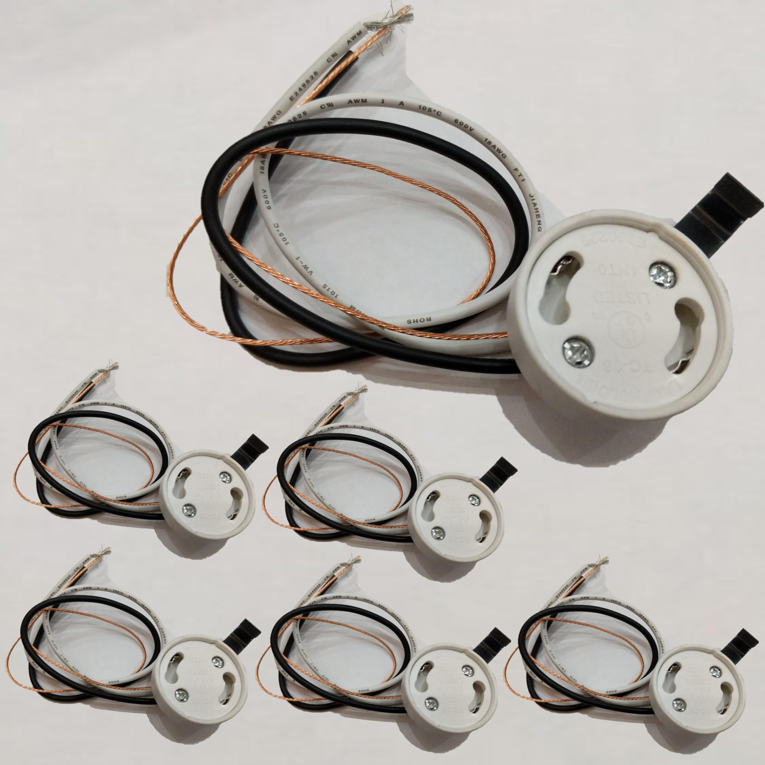 Diodesy- Pack of 6 GU24 Base Socket with Side Clip + Ground, Lamp ...