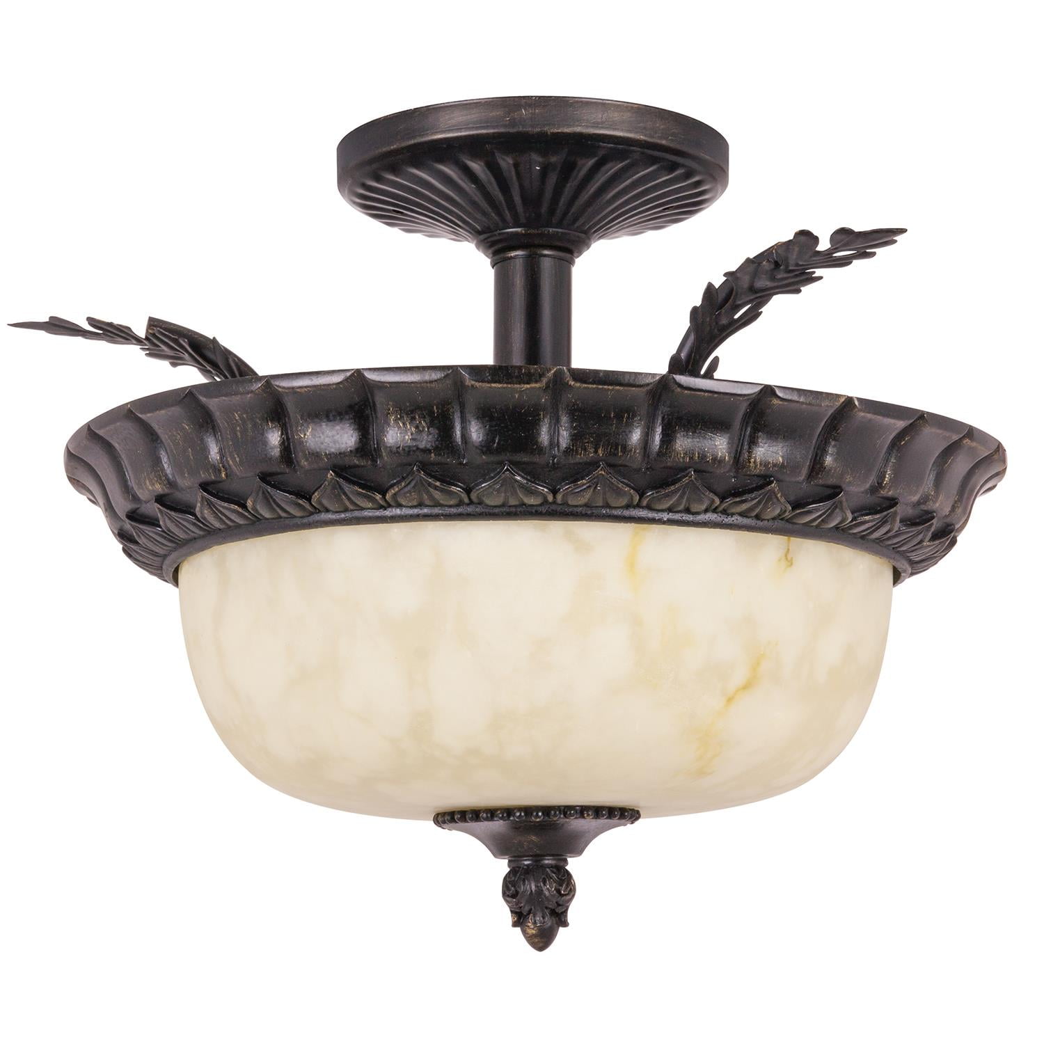 Diodesy- S1010A Semi Flush Mount Dome Ceiling Light + Alabaster Glass ...