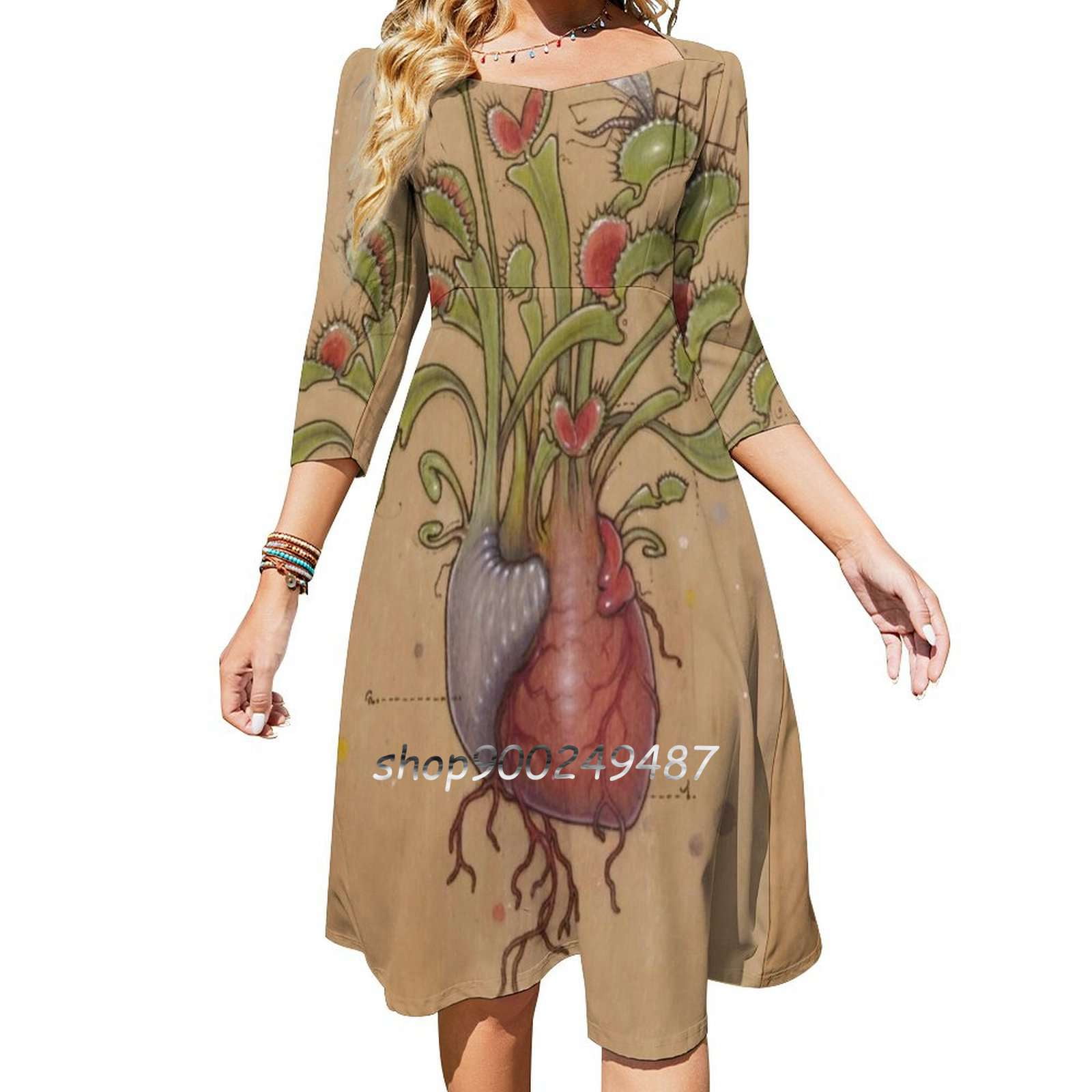 Dionaea Heart ( Venus Flytrap ) Evening Party Dresses Midi Sexy Dress ...