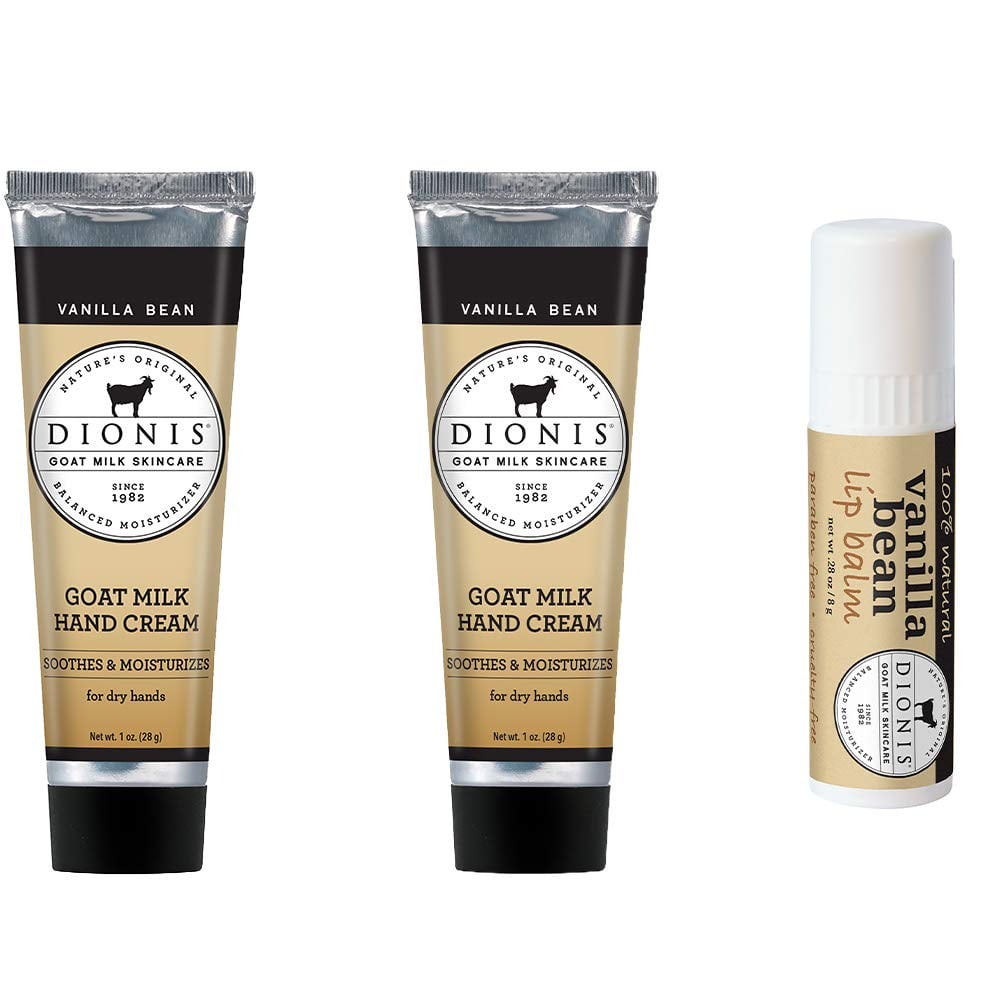 Dionis Goat Milk Hand Cream And Lip Balm 3 Piece Gift Set (Vanilla Bean, 3 Piece) - Pack Of 2 ...