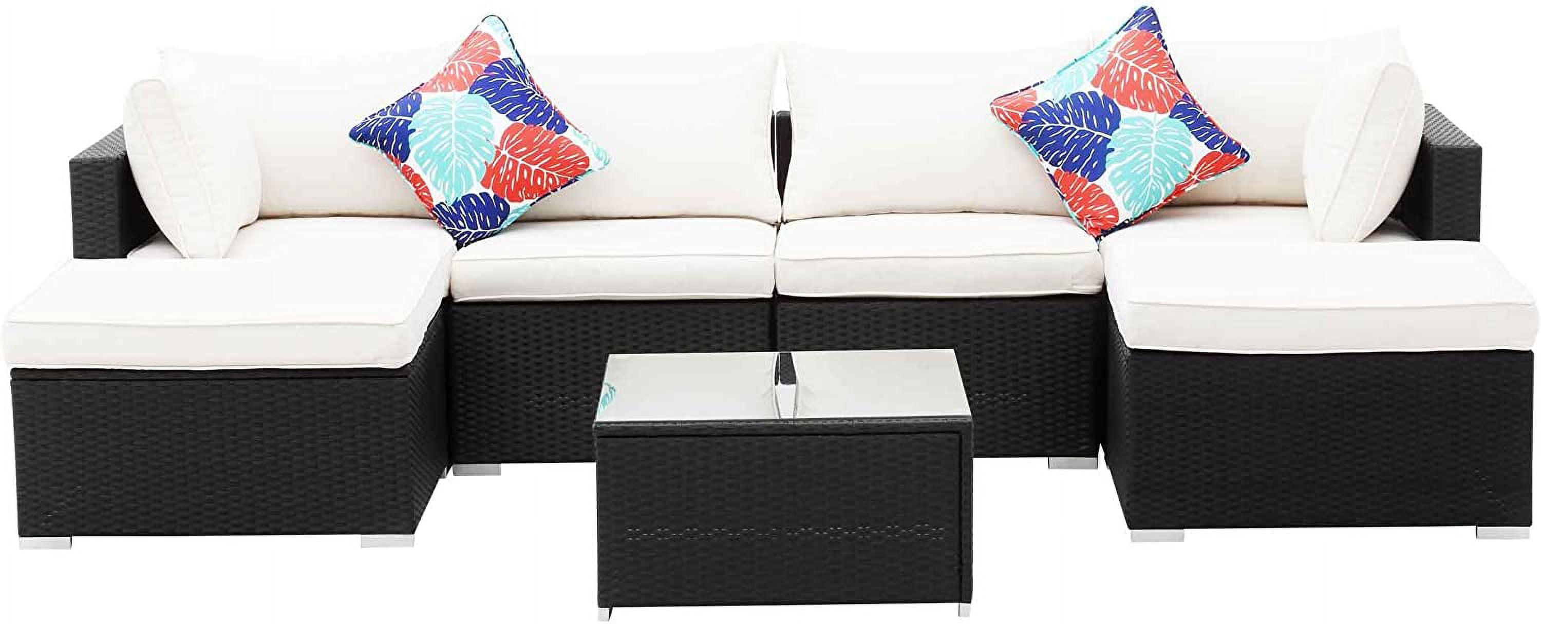 Diophros 7 Pieces Outdoor Sectional Sofa All Weather PE Wicker Patio ...