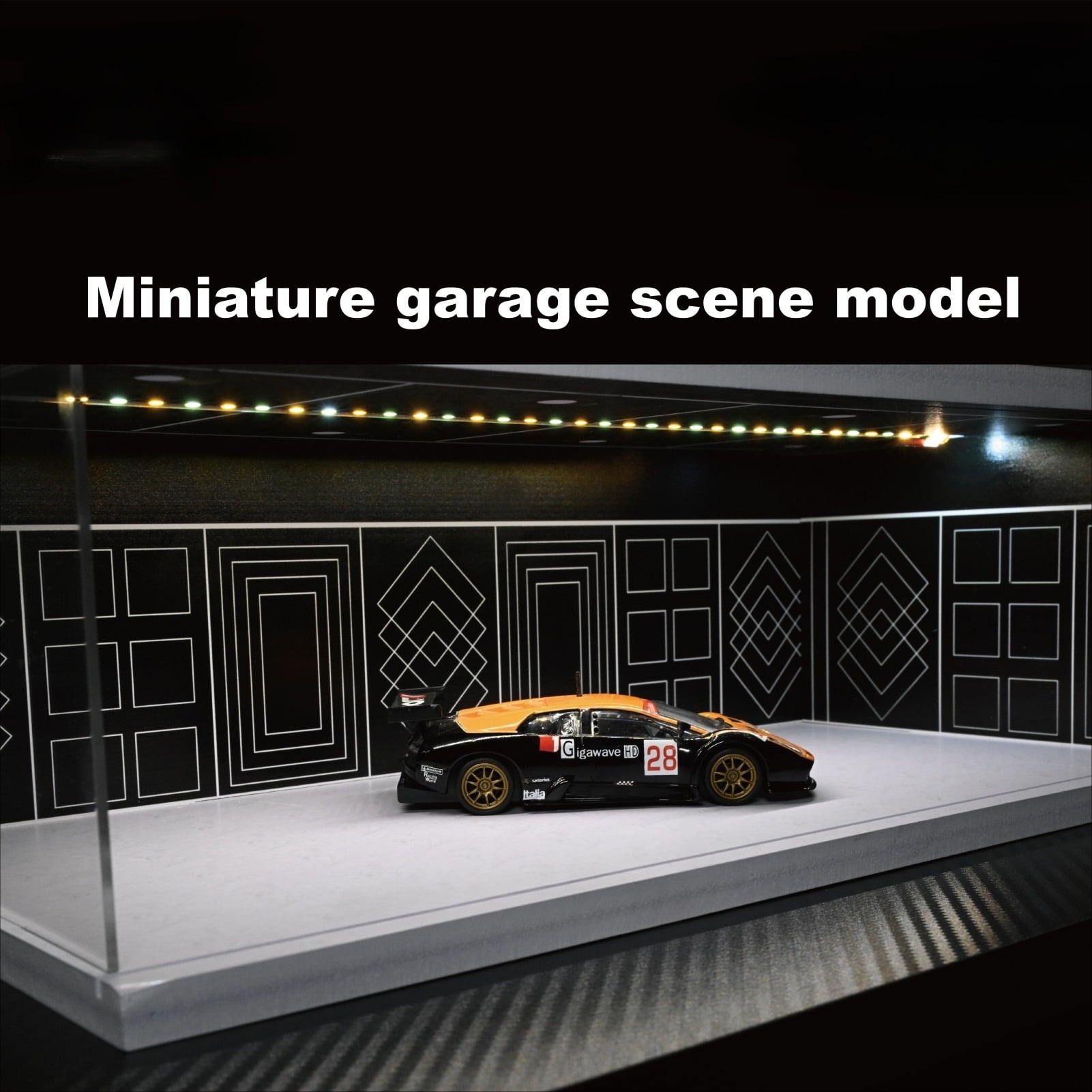 Diorama 1:64/43 Diecast Car Garage Model, Tri-color LED Lighting ...